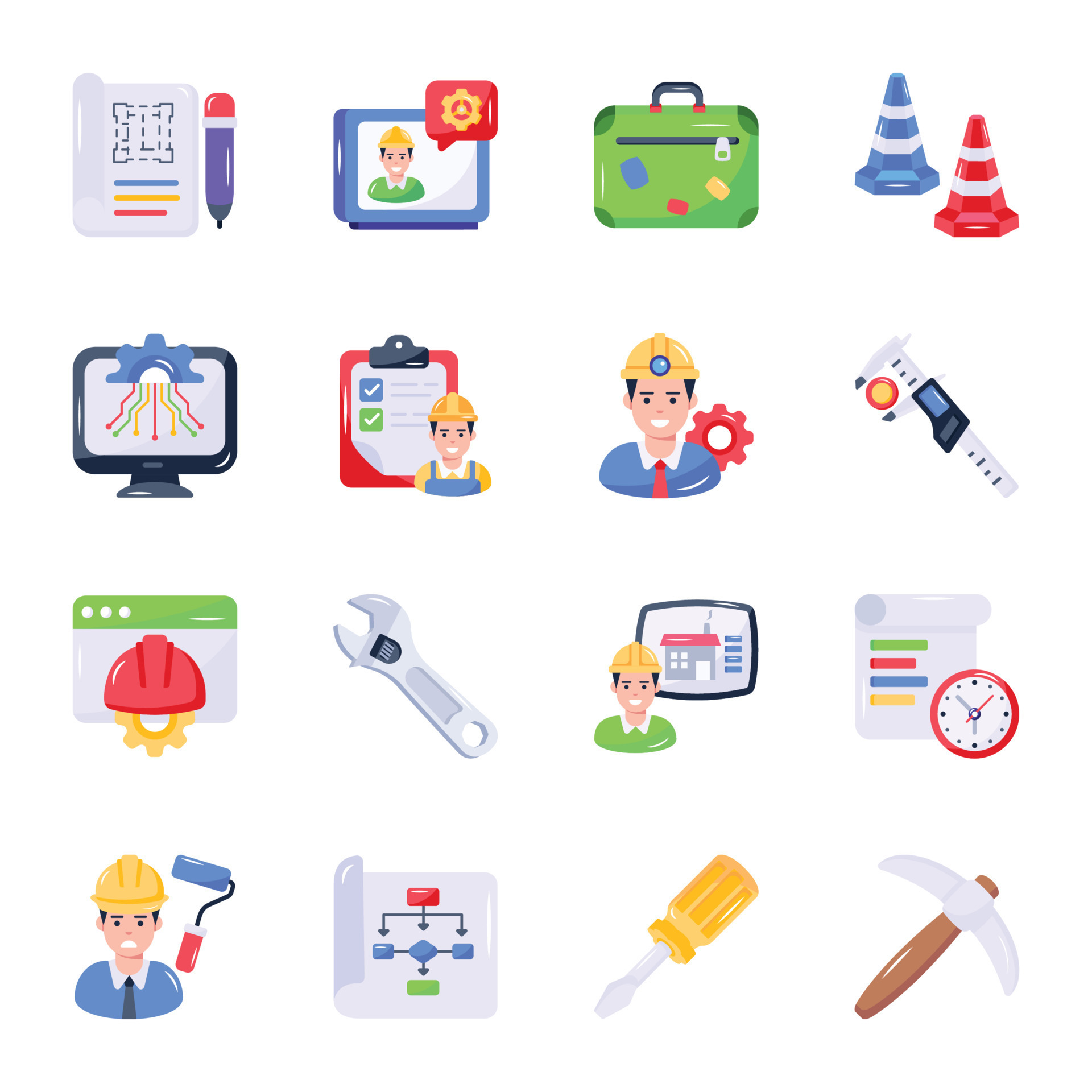 Collection of Engineering Equipment Flat Icons 13587595 Vector Art at ...