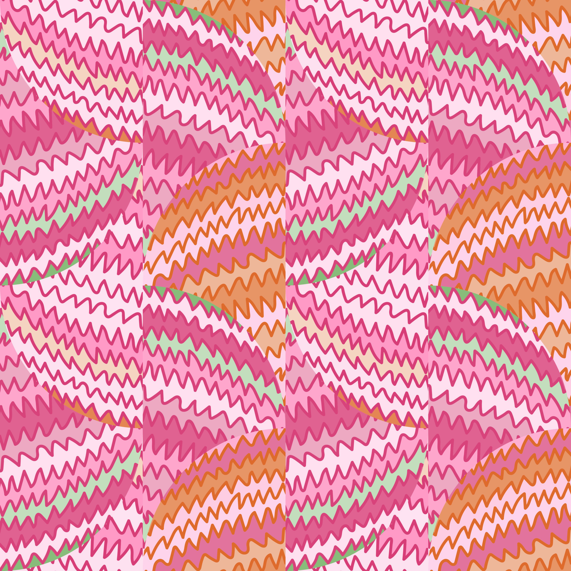 Hand Drawn Zig Zag Lines Mosaic Ornament Abstract Wave Seamless Pattern In Doodle Style