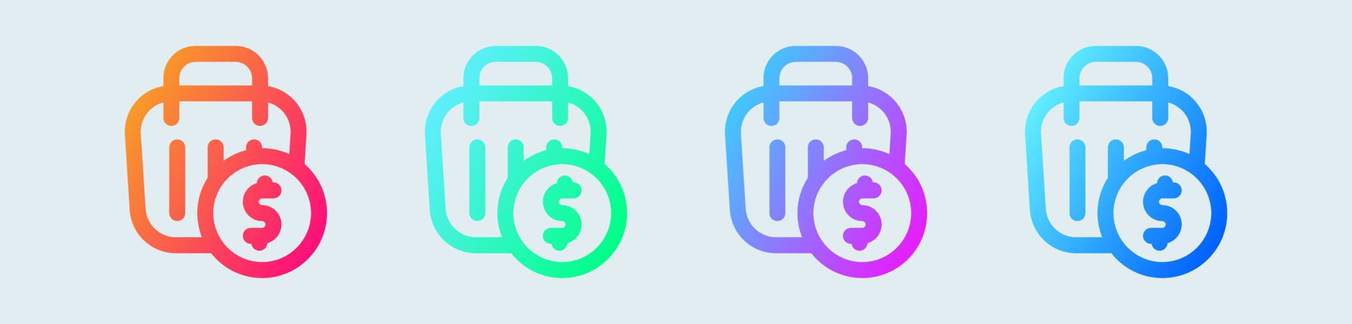 Checkout Line Icon In Gradient Colors Purchase Signs Vector