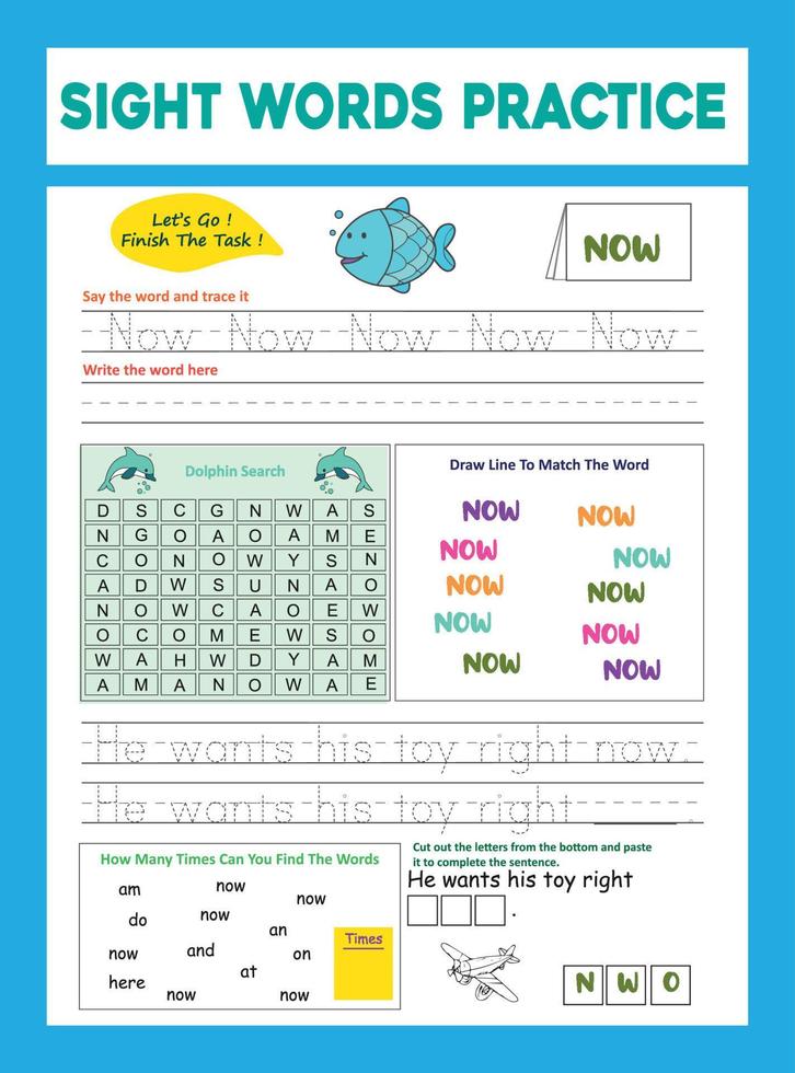 Sight Words Practice Worksheet 13593516 Vector Art at Vecteezy