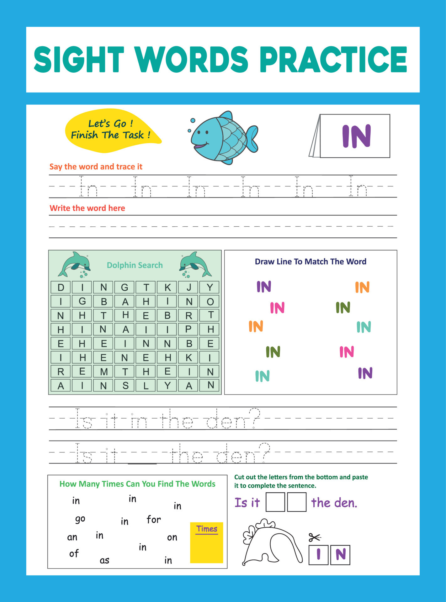 Sight Words Practice Worksheet 13593518 Vector Art at Vecteezy