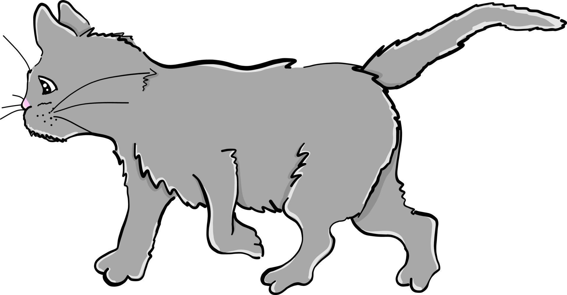 Grey cat, illustration, vector on white background 13596483 Vector Art ...