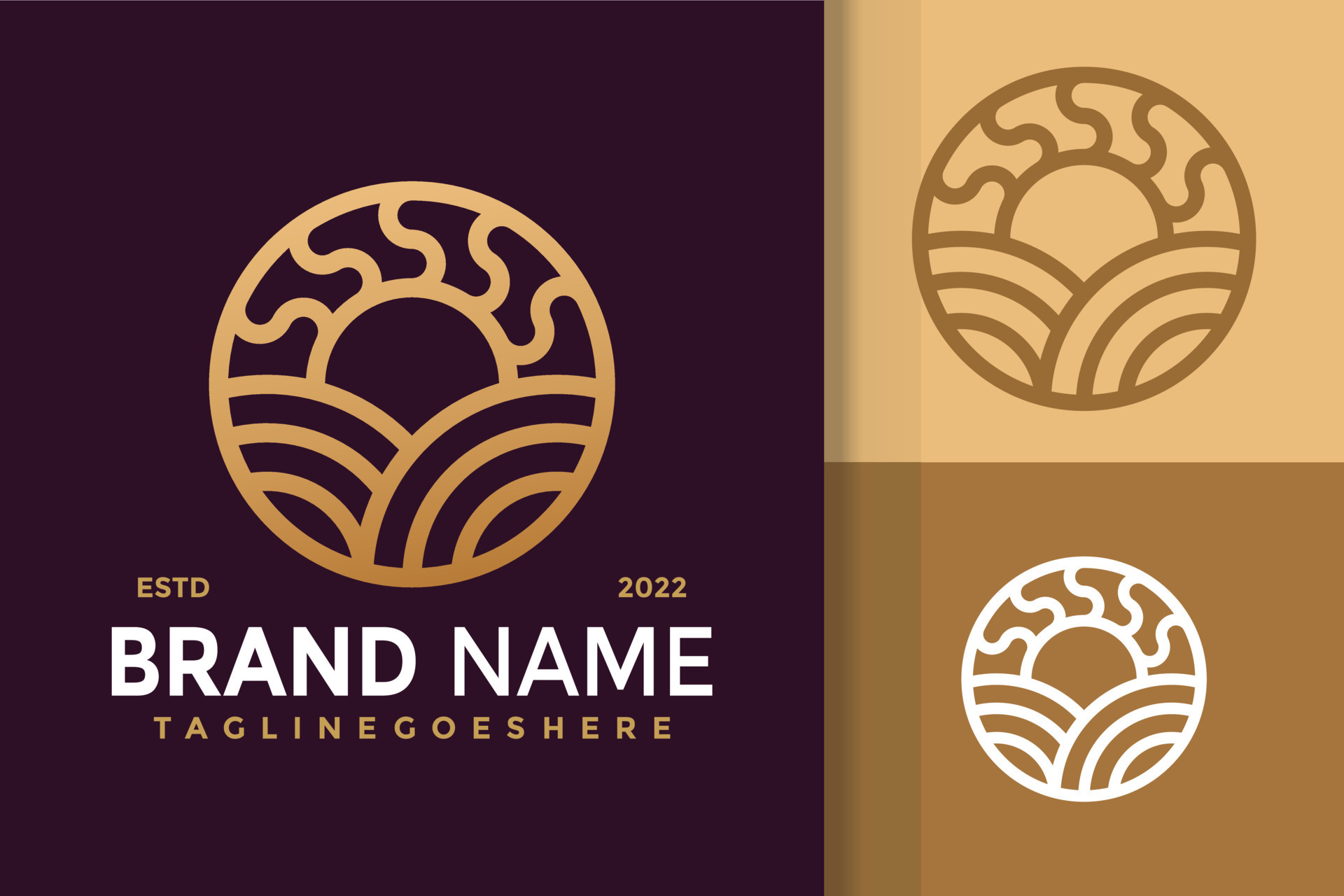 elegante diseño de logotipo de onda solar, vector de logotipos de ...