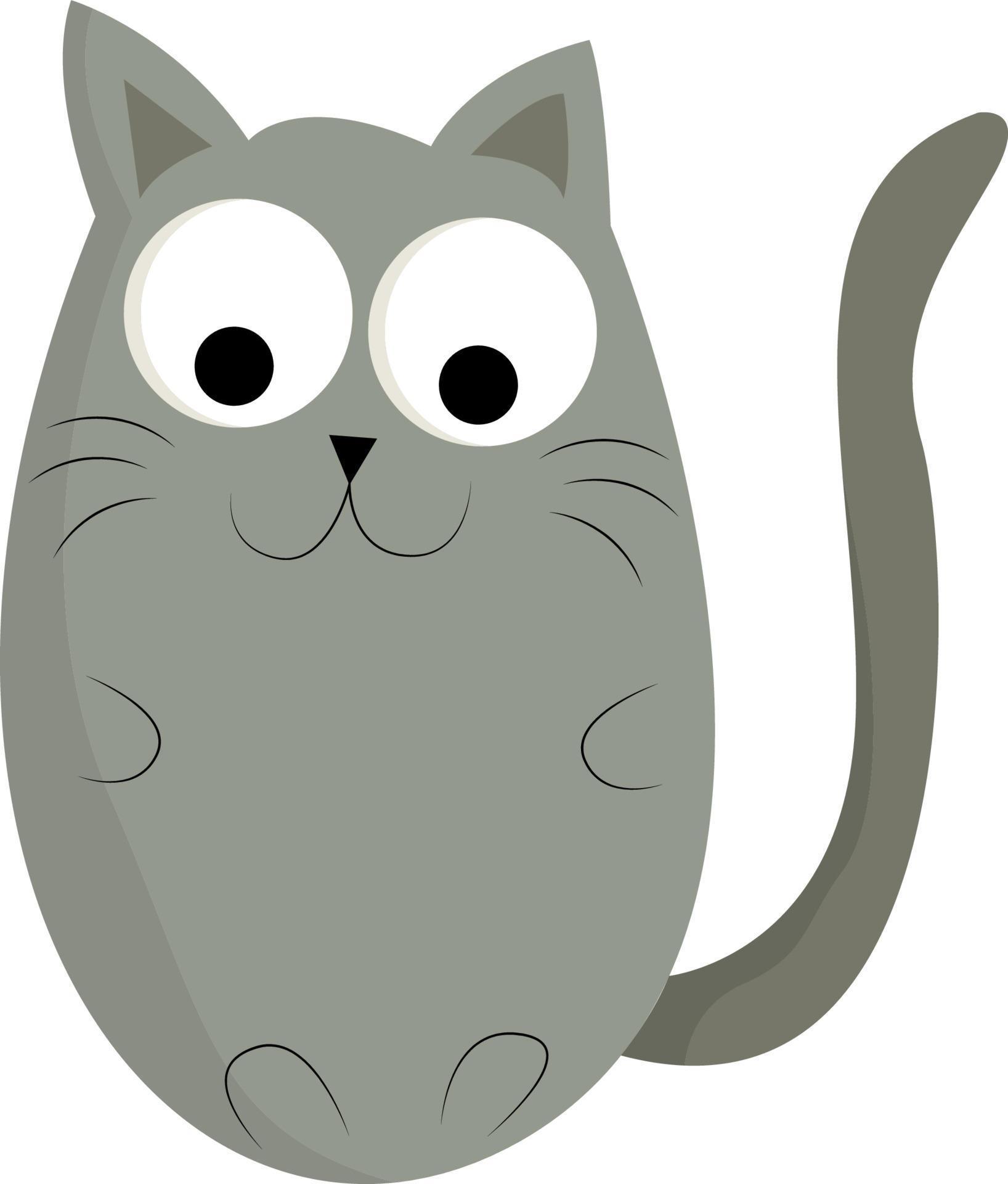 A happy gray cat, vector or color illustration. 13607343 Vector Art at ...