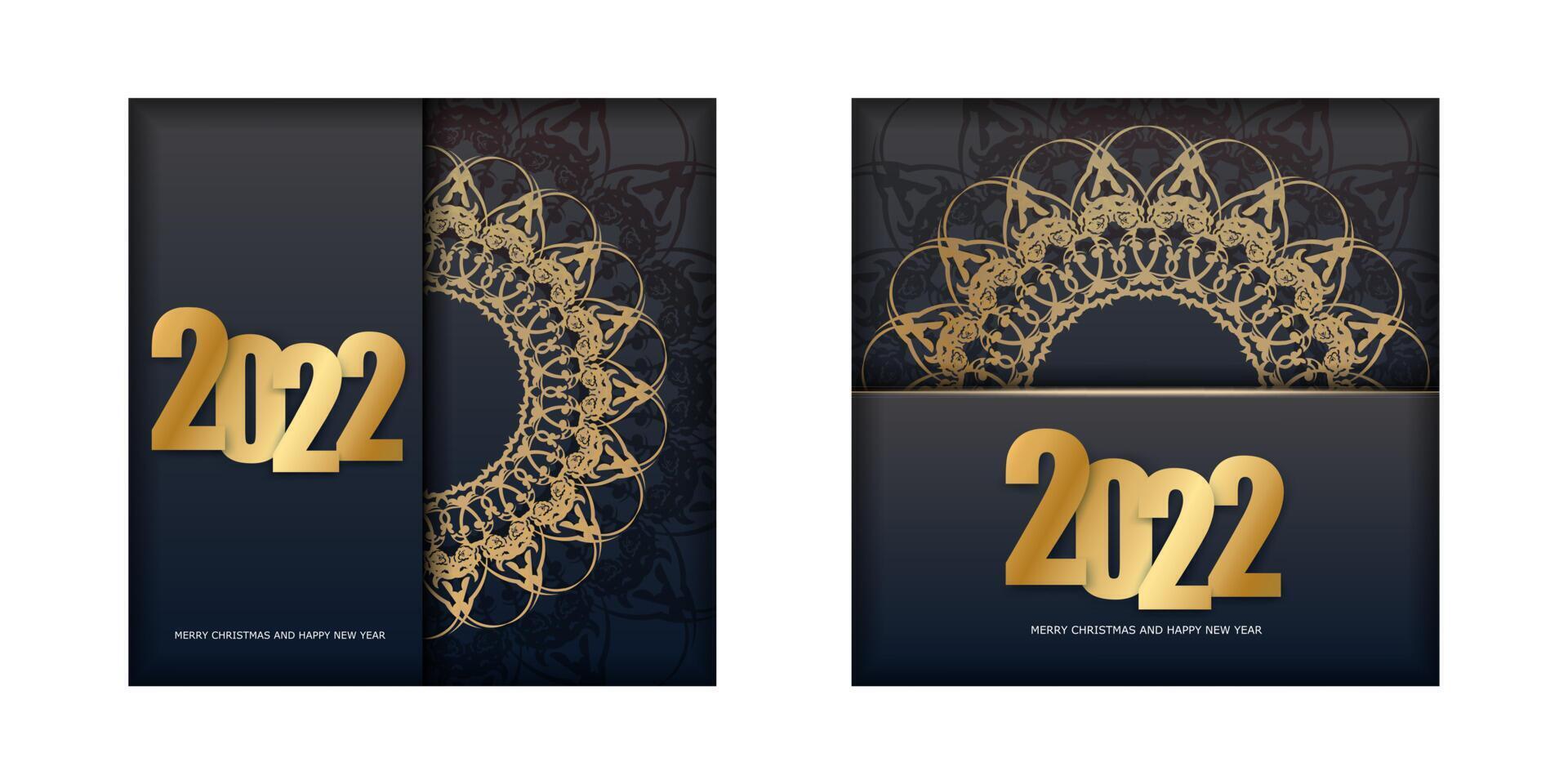 2022 merry christmas and happy new year black color flyer with vintage ...