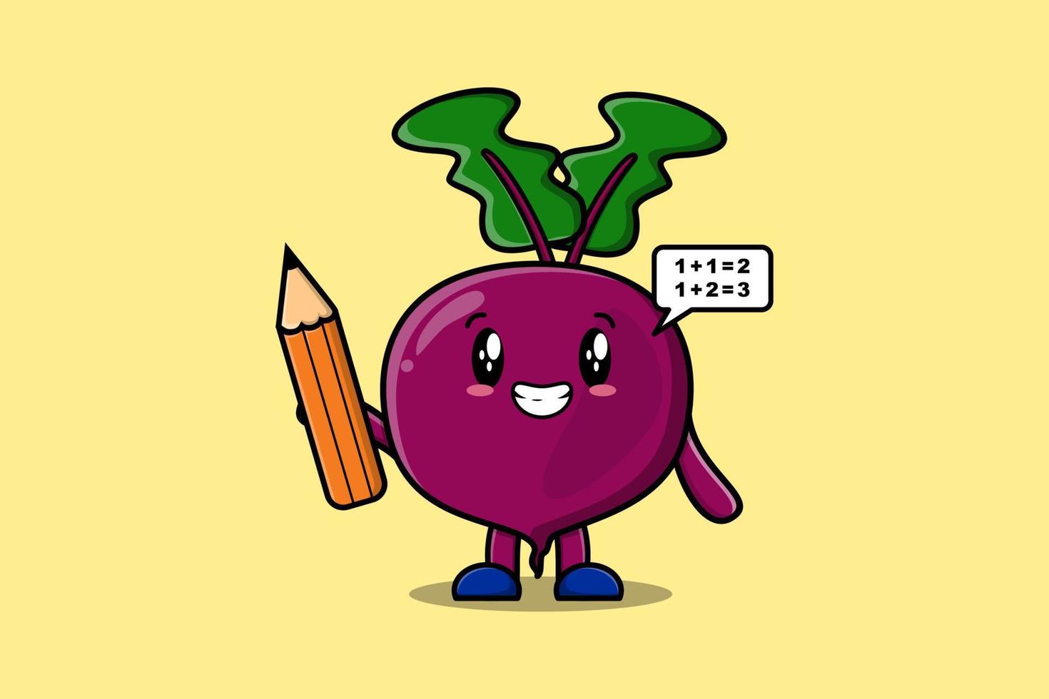 estudiante inteligente de dibujos animados lindo de remolacha con lápiz ... estudiante inteligente de dibujos animados lindo de remolacha con lápiz ...