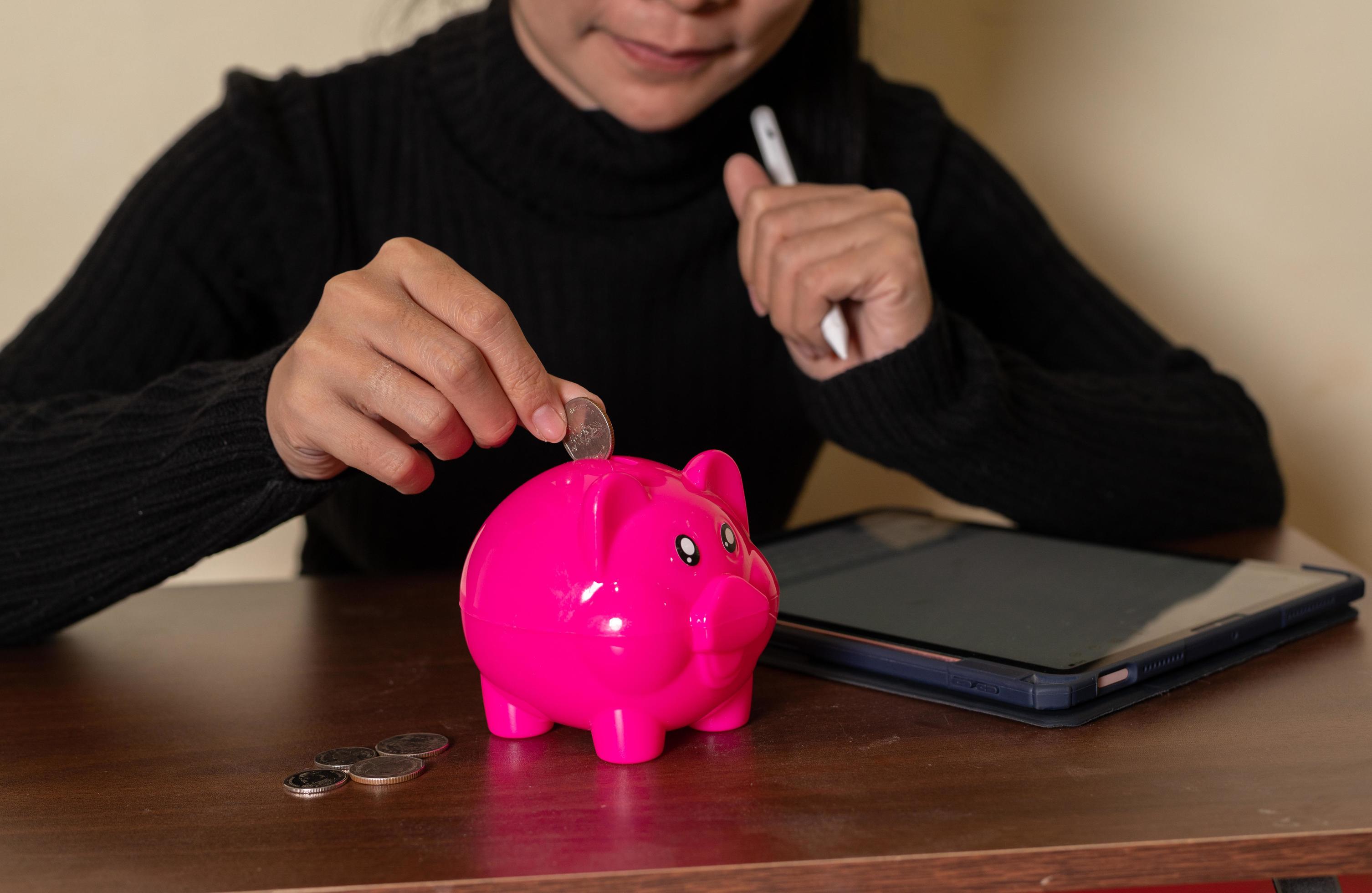 Asianwoman happy saving money concept. 13623296 Stock Photo at Vecteezy