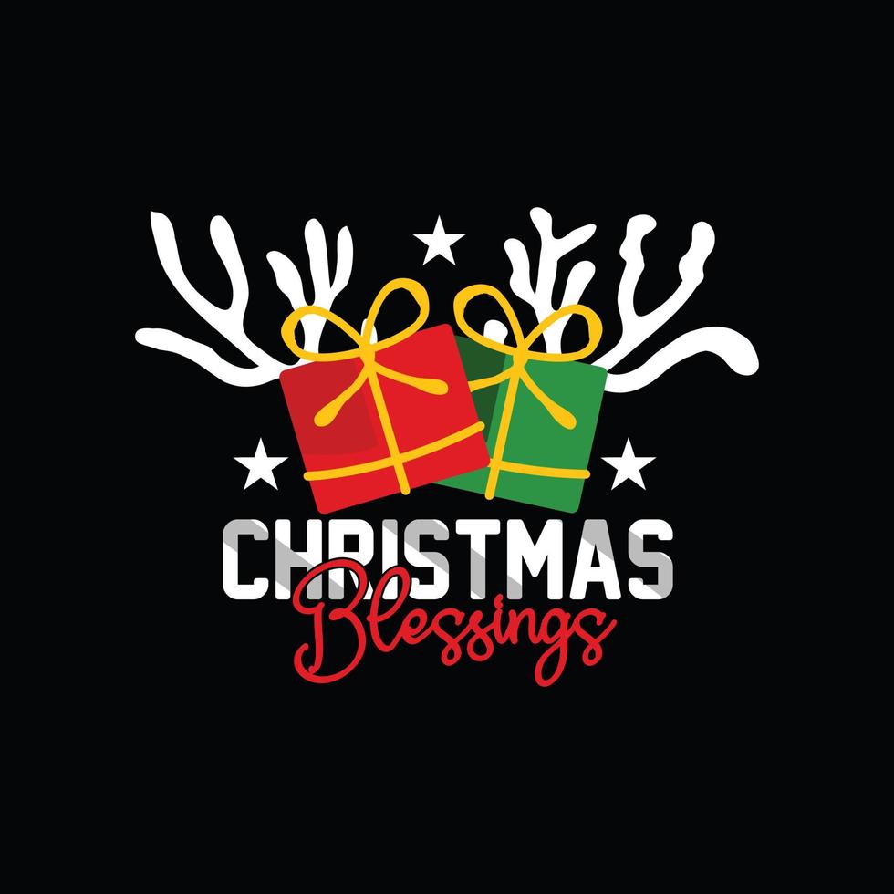Christmas Blessings vector t-shirt template. Vector graphics, Christmas t-shirt design. Can be ...