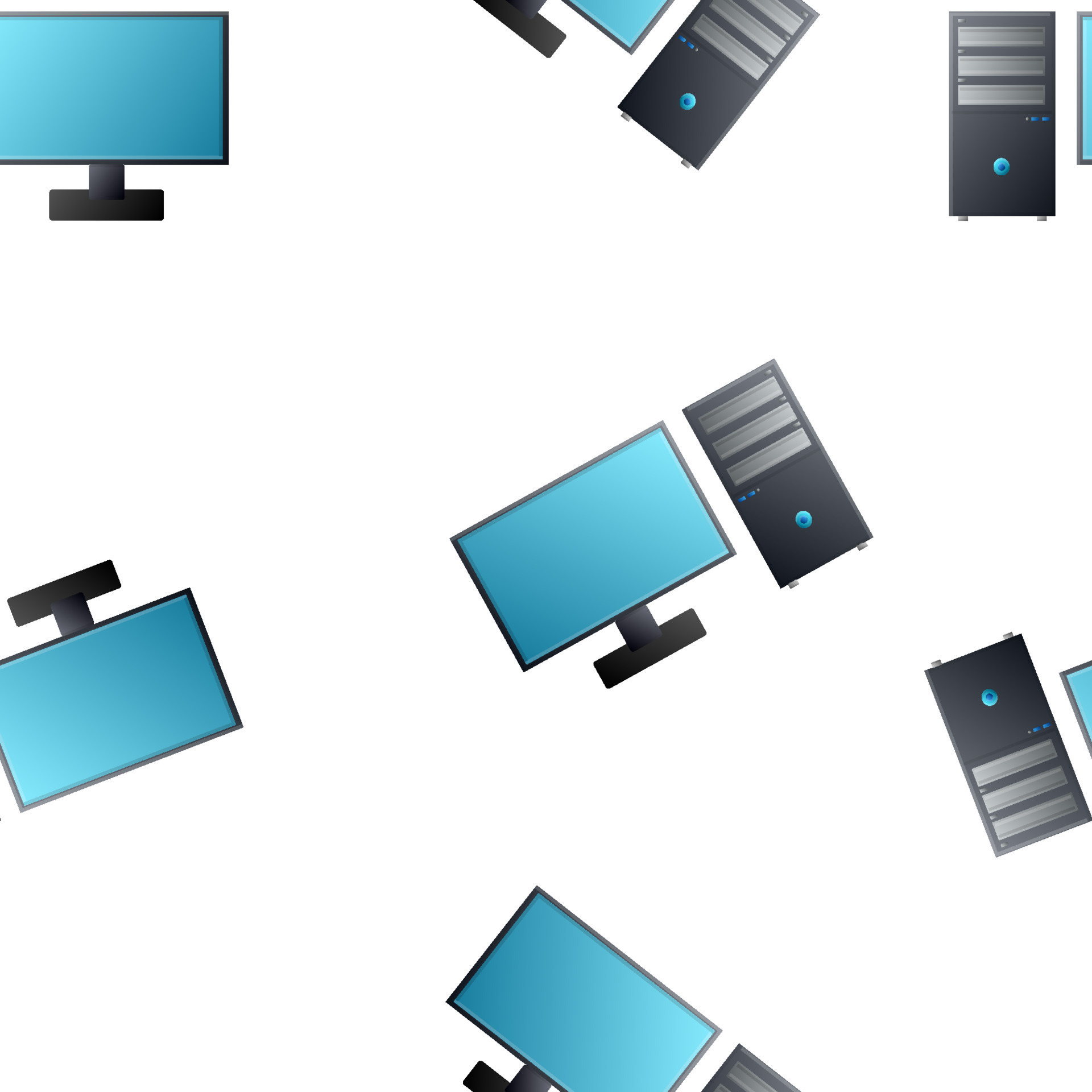 Computer Pc Monitor Display With Hd Video Technology Icon Isolated Seamless Pattern On Red