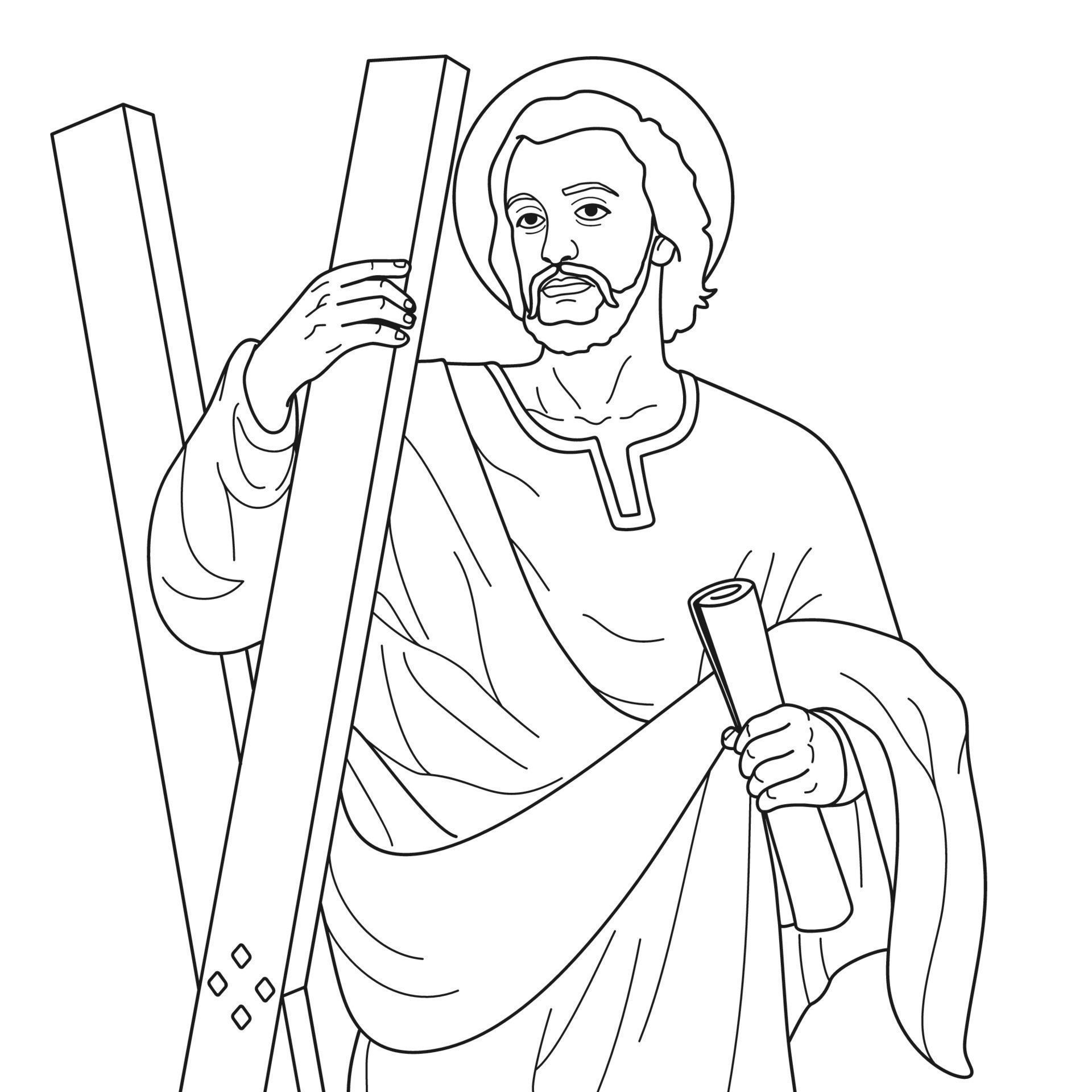 Saint Andrew the Apostle Vector Illustration Outline Monochrome ...