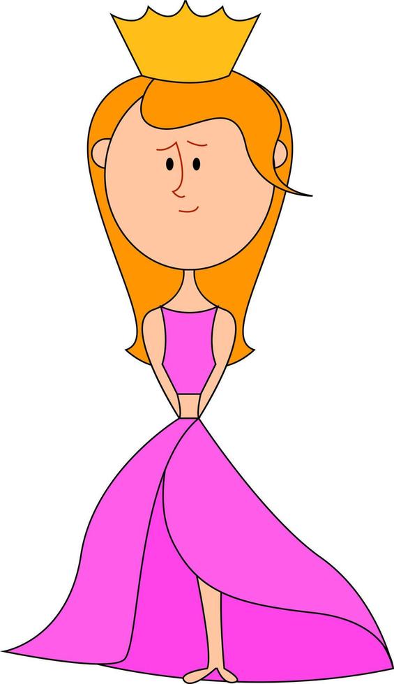 Princess In Pink Dress Illustration Vector On White Background