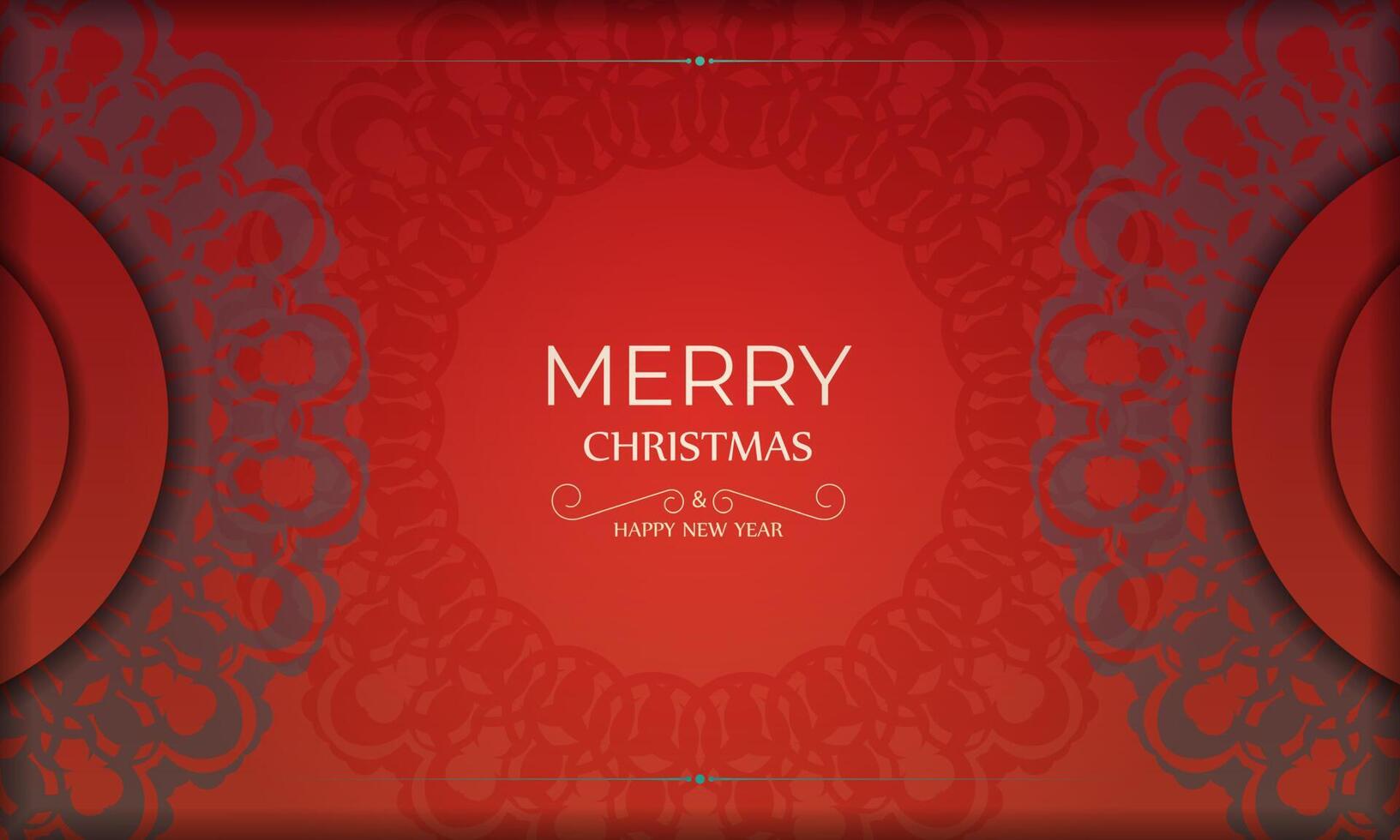 Greeting Card Template Merry Christmas Red with Vintage Burgundy ...