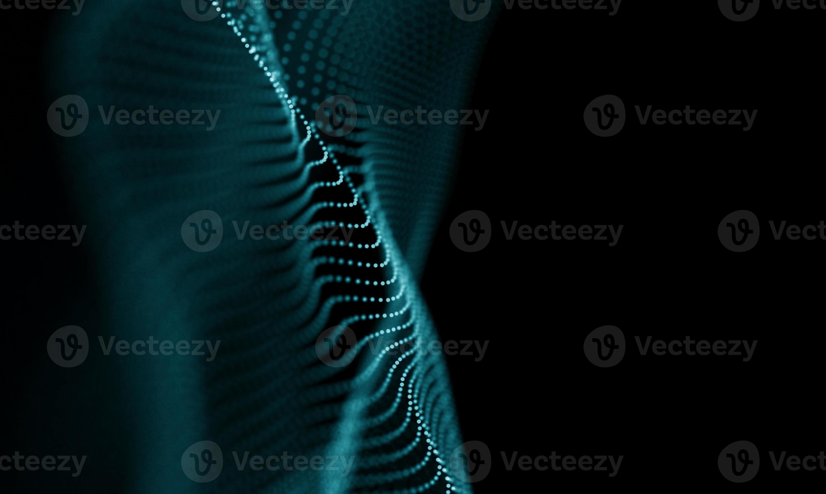 Digital data technology wave. Particle sound wave concept. Big data and ...