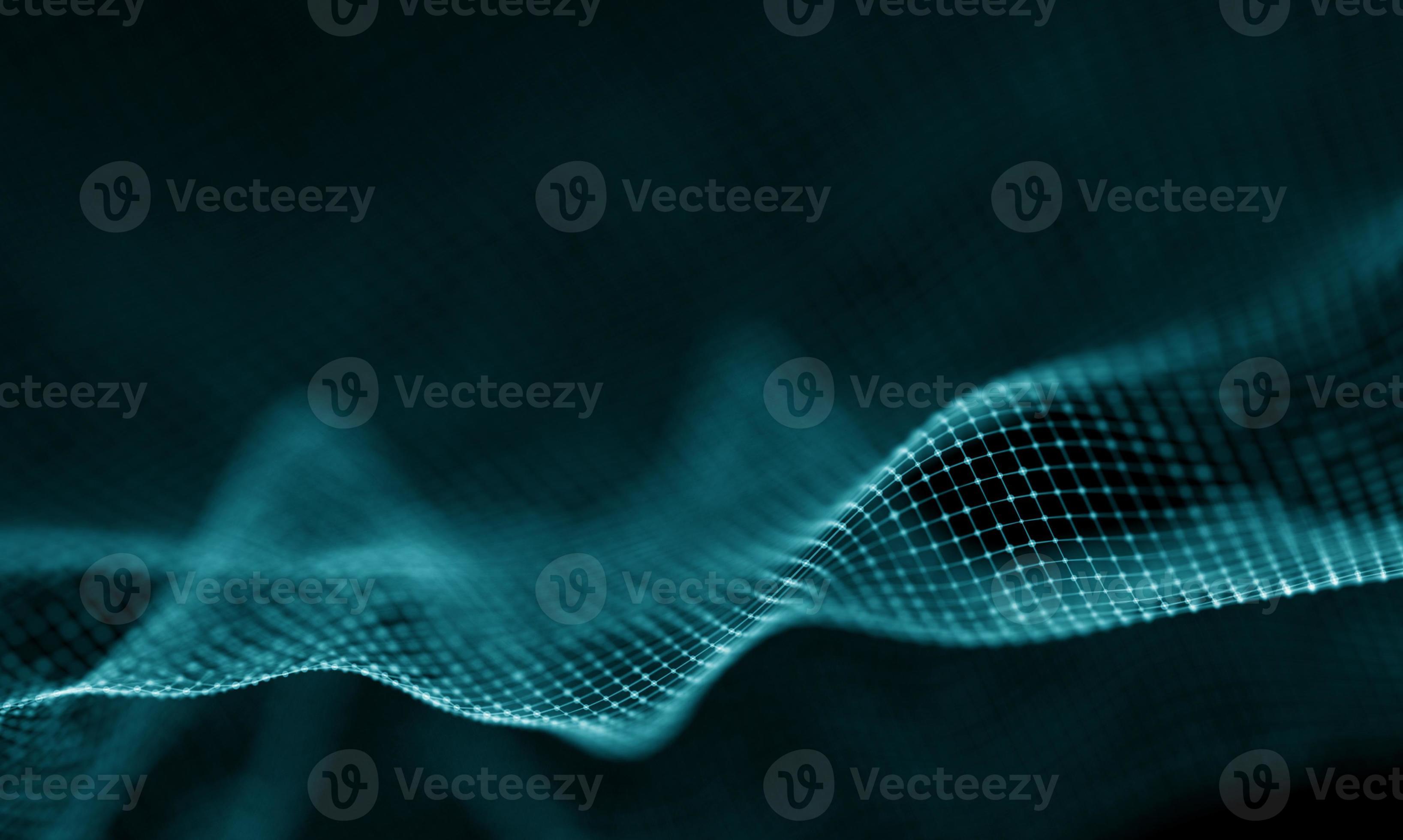 Digital data technology wave. Particle sound wave concept. Big data and ...