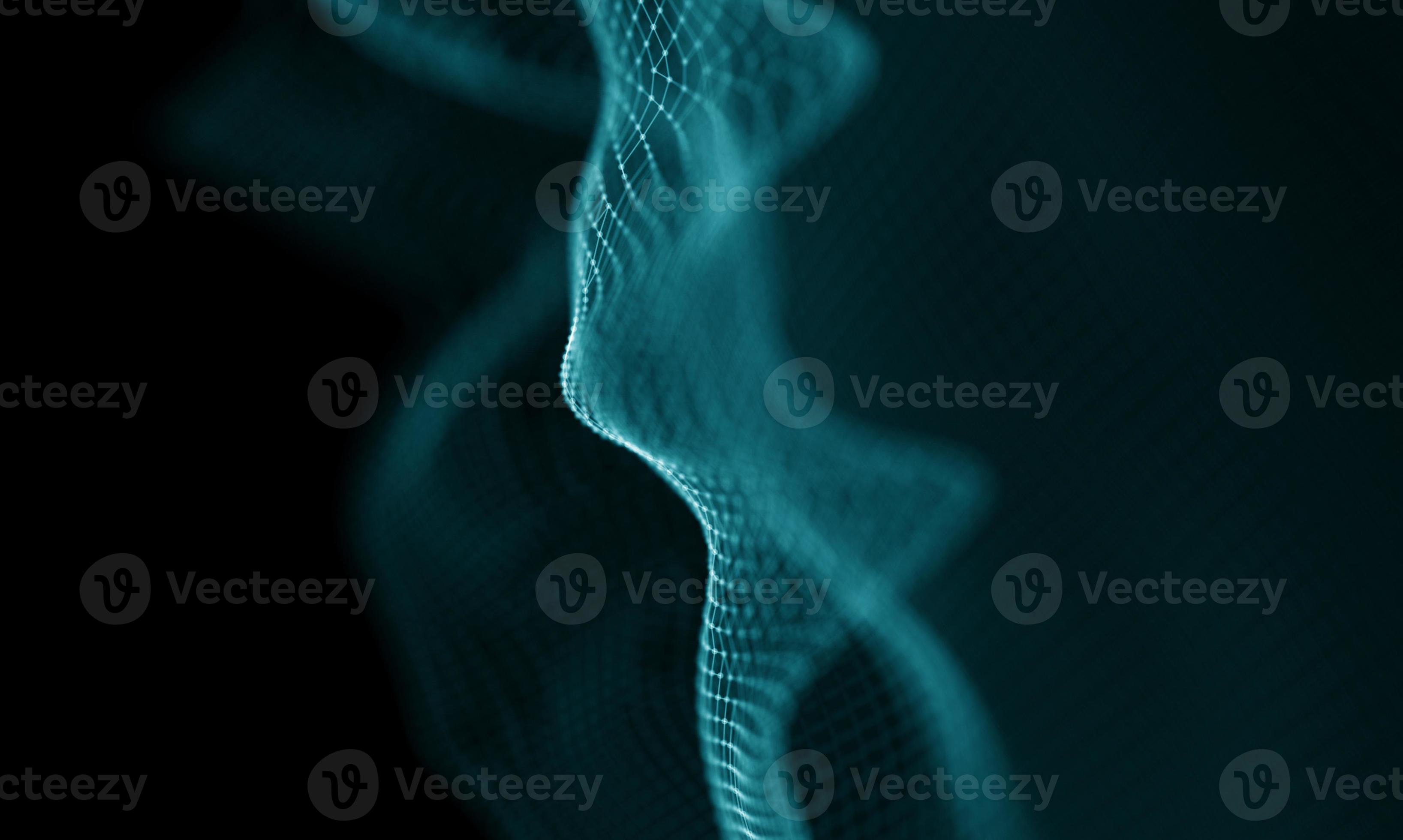 Digital data technology wave. Particle sound wave concept. Big data and ...