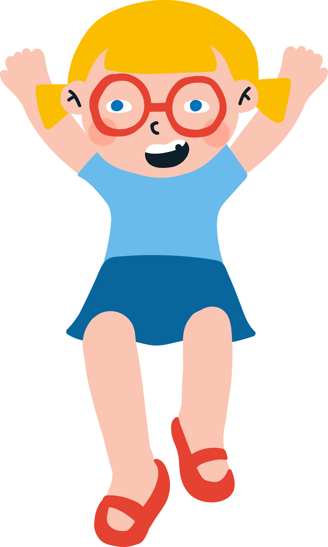 Free Blonde Hair Girl Blue Eyes Wearing Glasses Jumping 13643344 Png