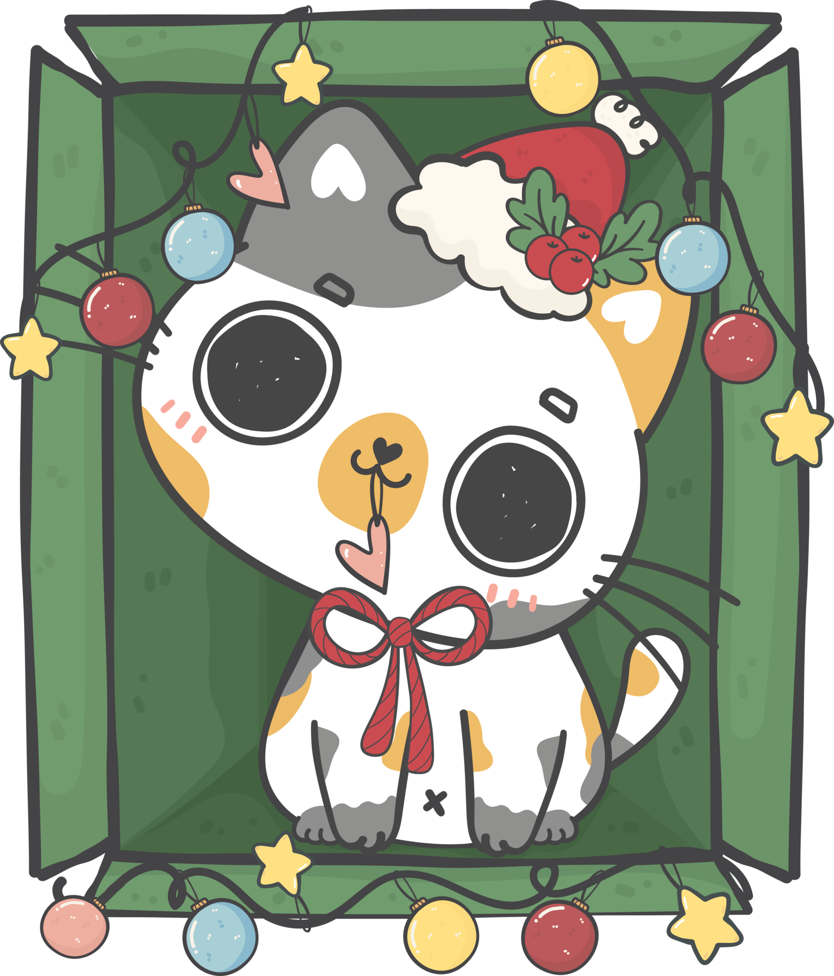 Free Cute Christmas Naughty Kitten Cat Breeds With T Present Box Cartoon Doodle Hand Drawing