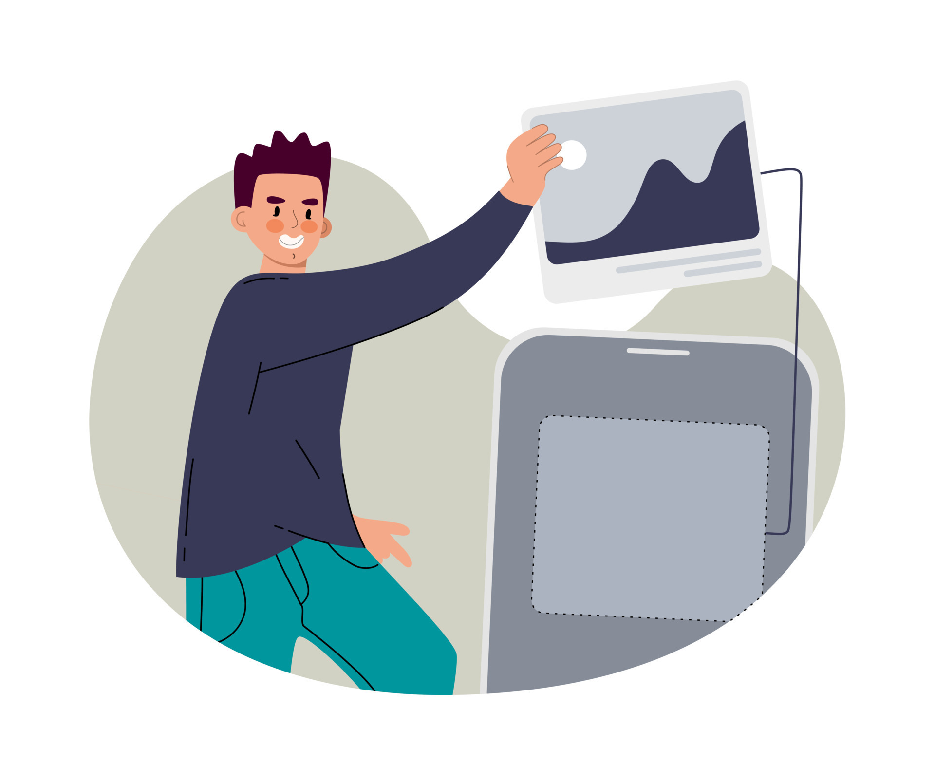 A Man With Elements For A Mobile Application Ui Ux Designer Arrangement Interface Elements Of