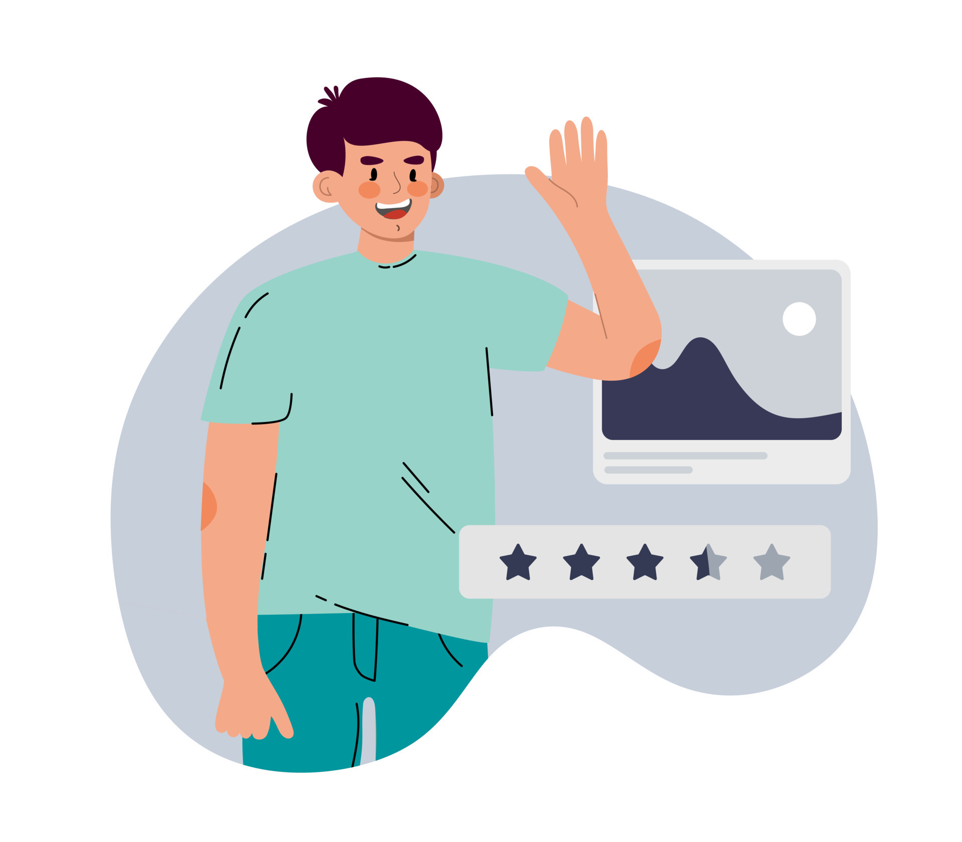 A Man With Elements Of Illustrations And Feedback Ui Ux Designer Arrangement Interface Elements