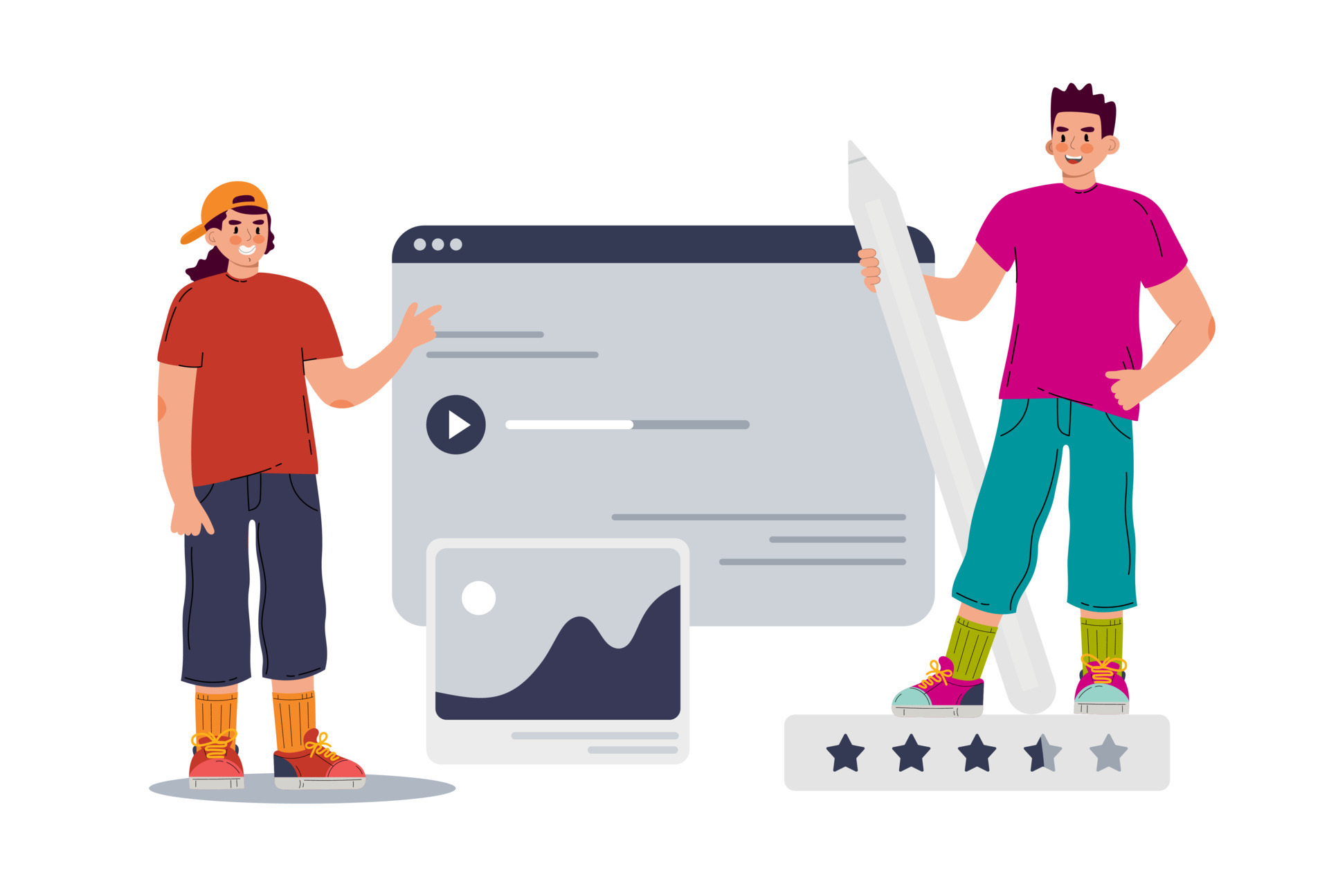 Ui Ux Designer Arrangement Interface Elements Of The Application And Sites Two Men Are Working
