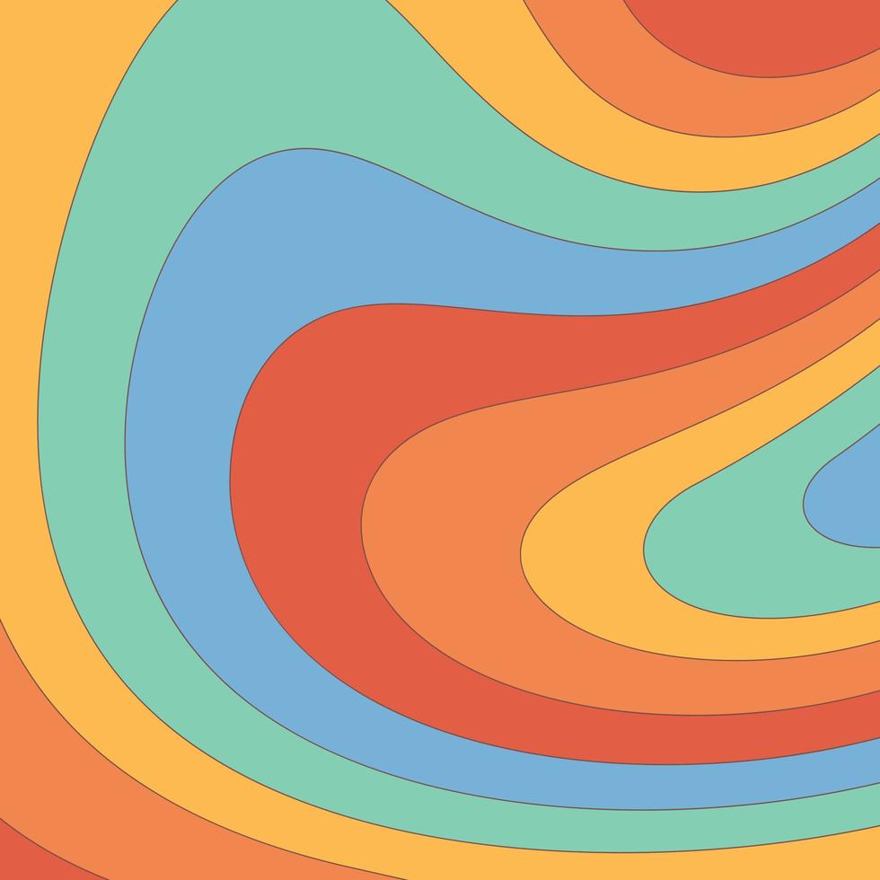 Retro groovy wavy rainbow background. Background in the style of the ... Retro groovy wavy rainbow background. Background in the style of the ...