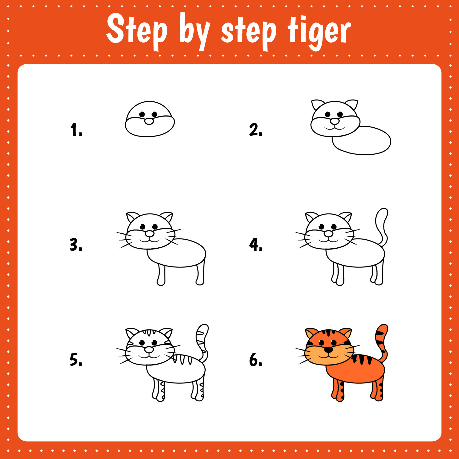 Tiger Drawings For Kids Step By Step