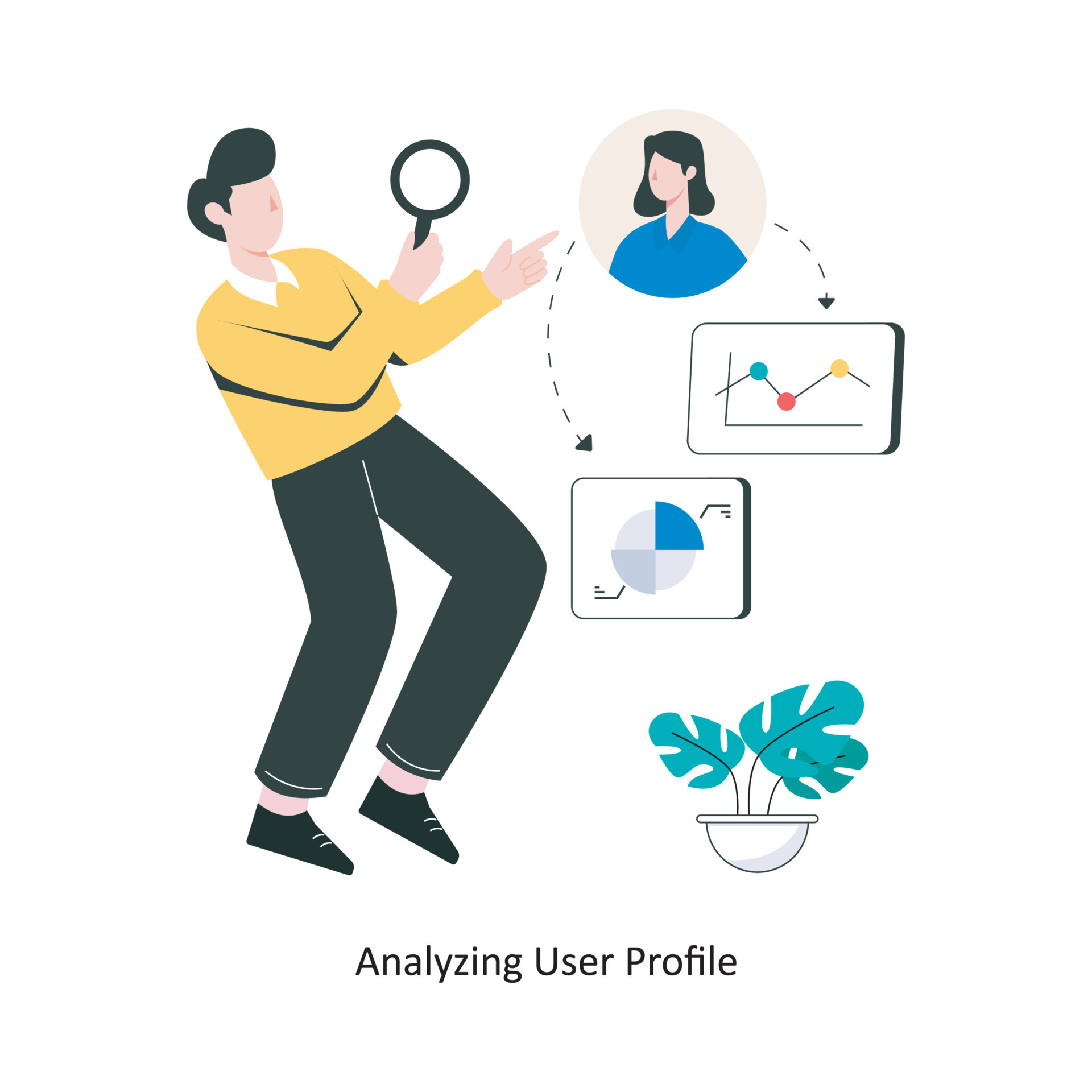Analyzing User Profile flat style design vector illustration. stock illustration 13656254 Vector ...