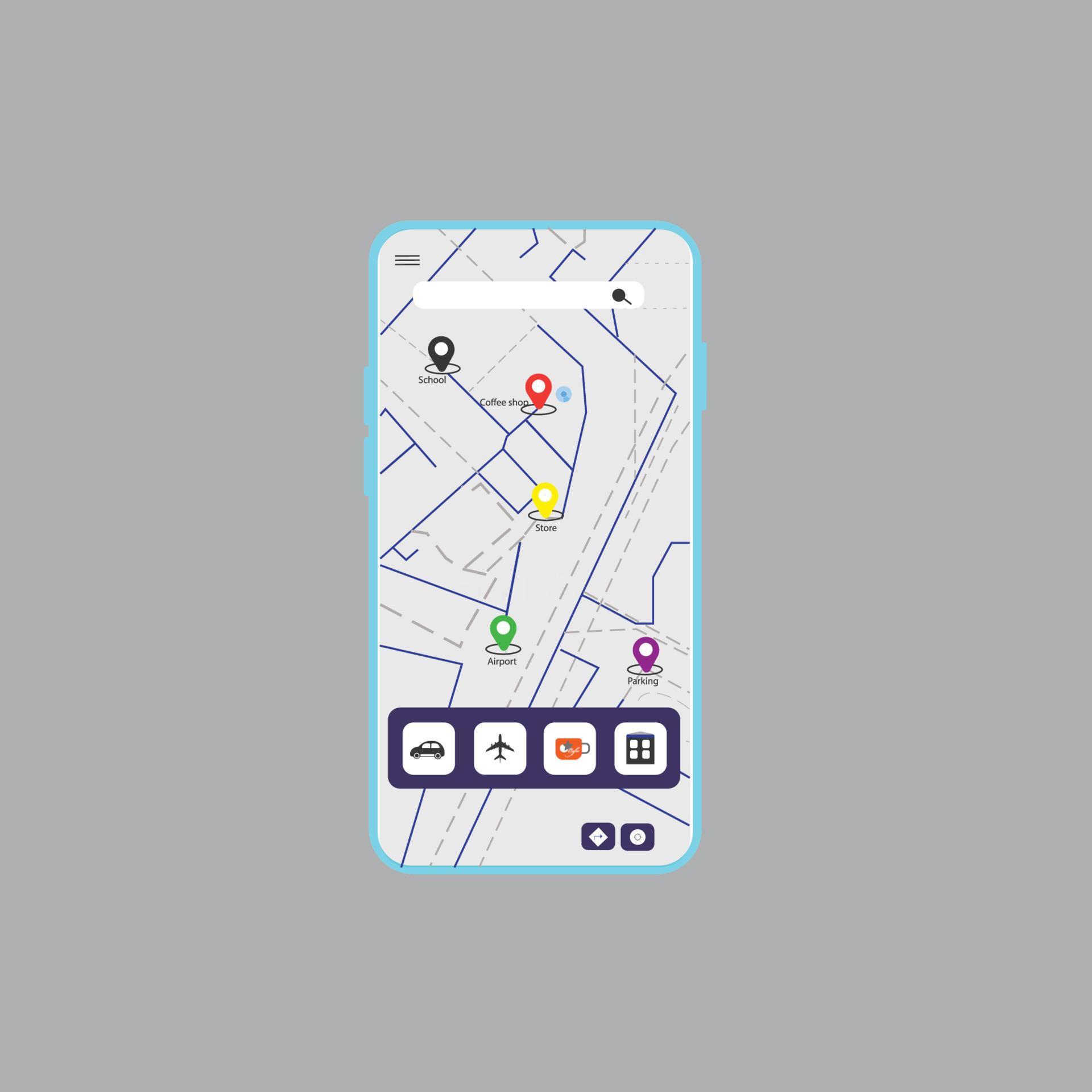 Navigation app. Location app interface on smartphone 13657051 Vector ...