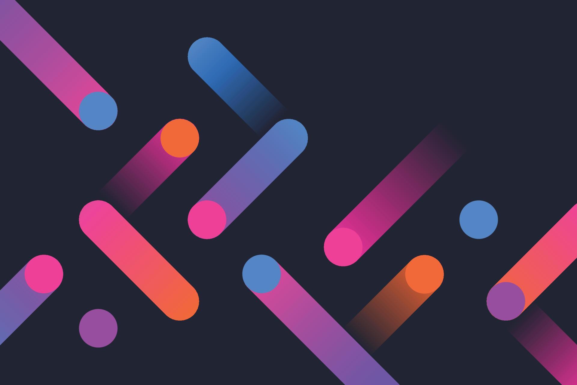 Modern Holographic Gradient Dynamic Lines With Dots On Black Background Abstract Vivid