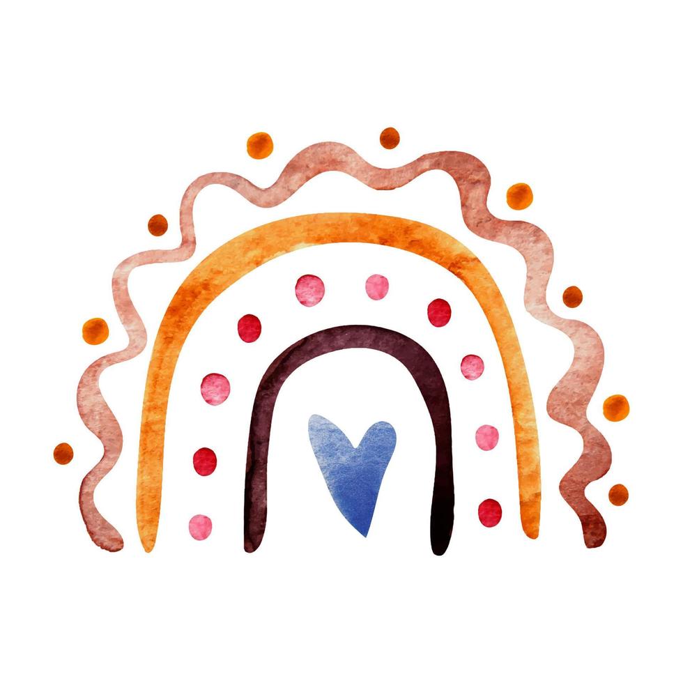 Vector hand drawn watercolor rainbow. Boho style vector watercolor ...