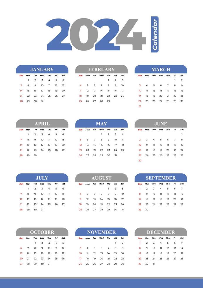 Plantilla De Calendario 2024 Vector Editable 13661001 Vector En Vecteezy