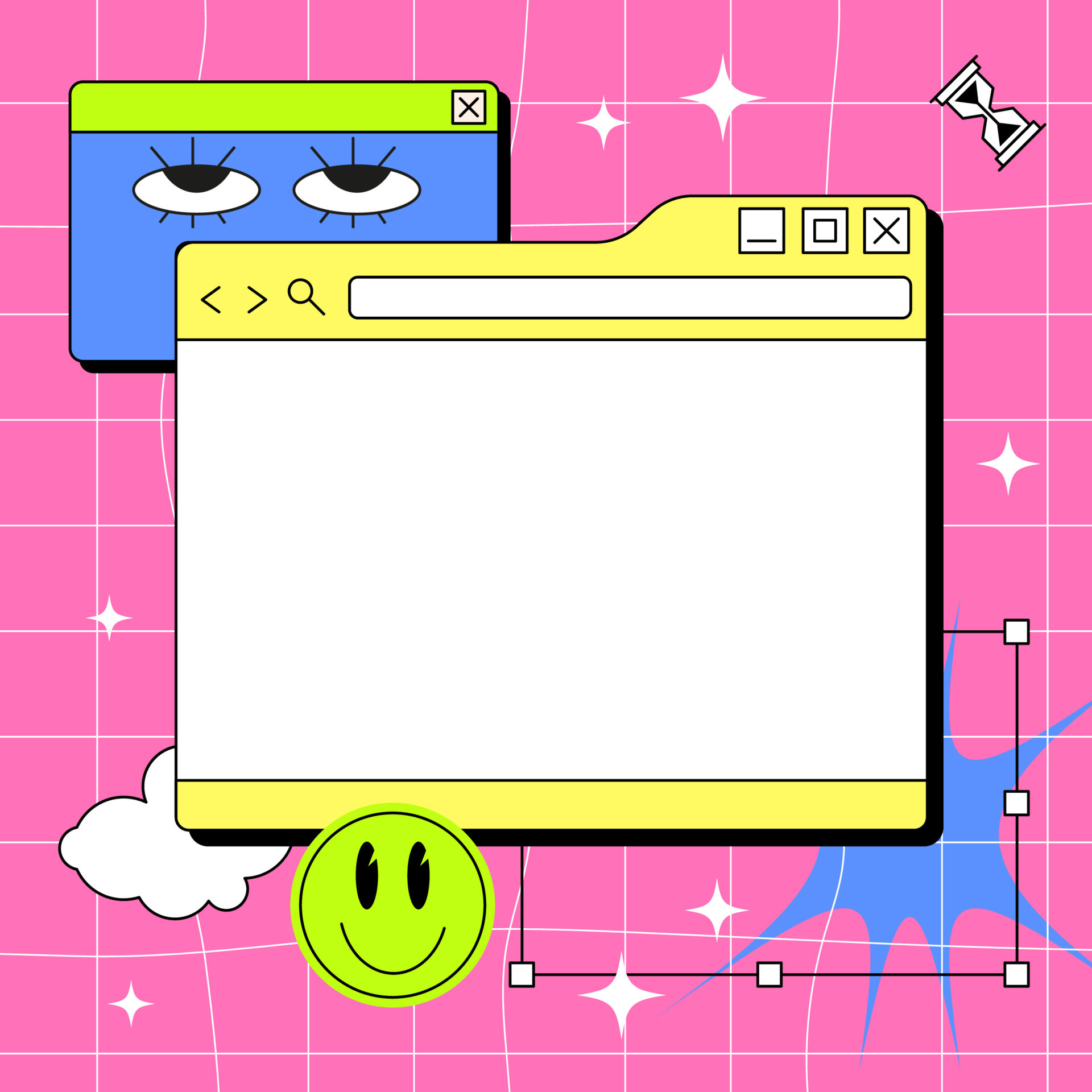 PC window in y2k style. Acid Retro interface of an old computer ...