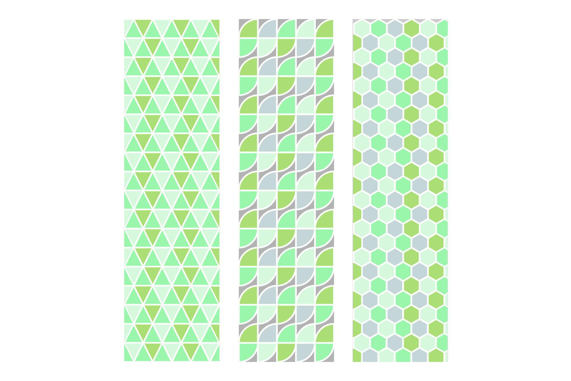 Set Of Geometric Seamless Patterns In Green Gray Abstract Geometry