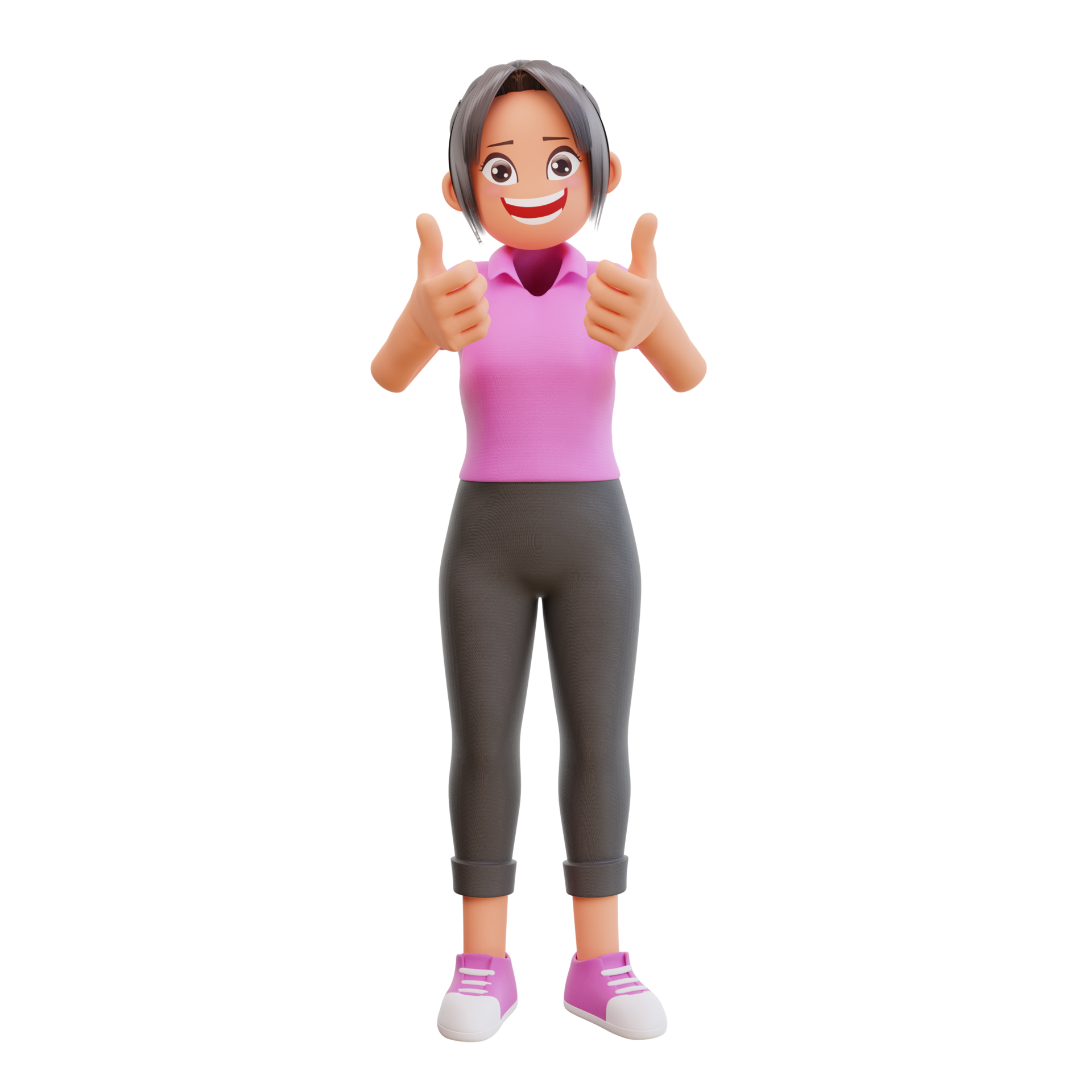 3d Render Cute Girl Showing Thumbs Up 13666291 Png
