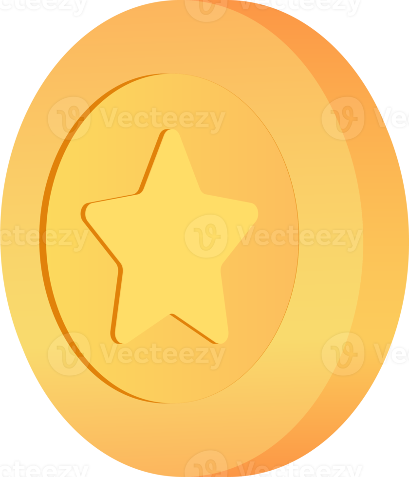 Gold 3d star coin illustration. 13666499 PNG