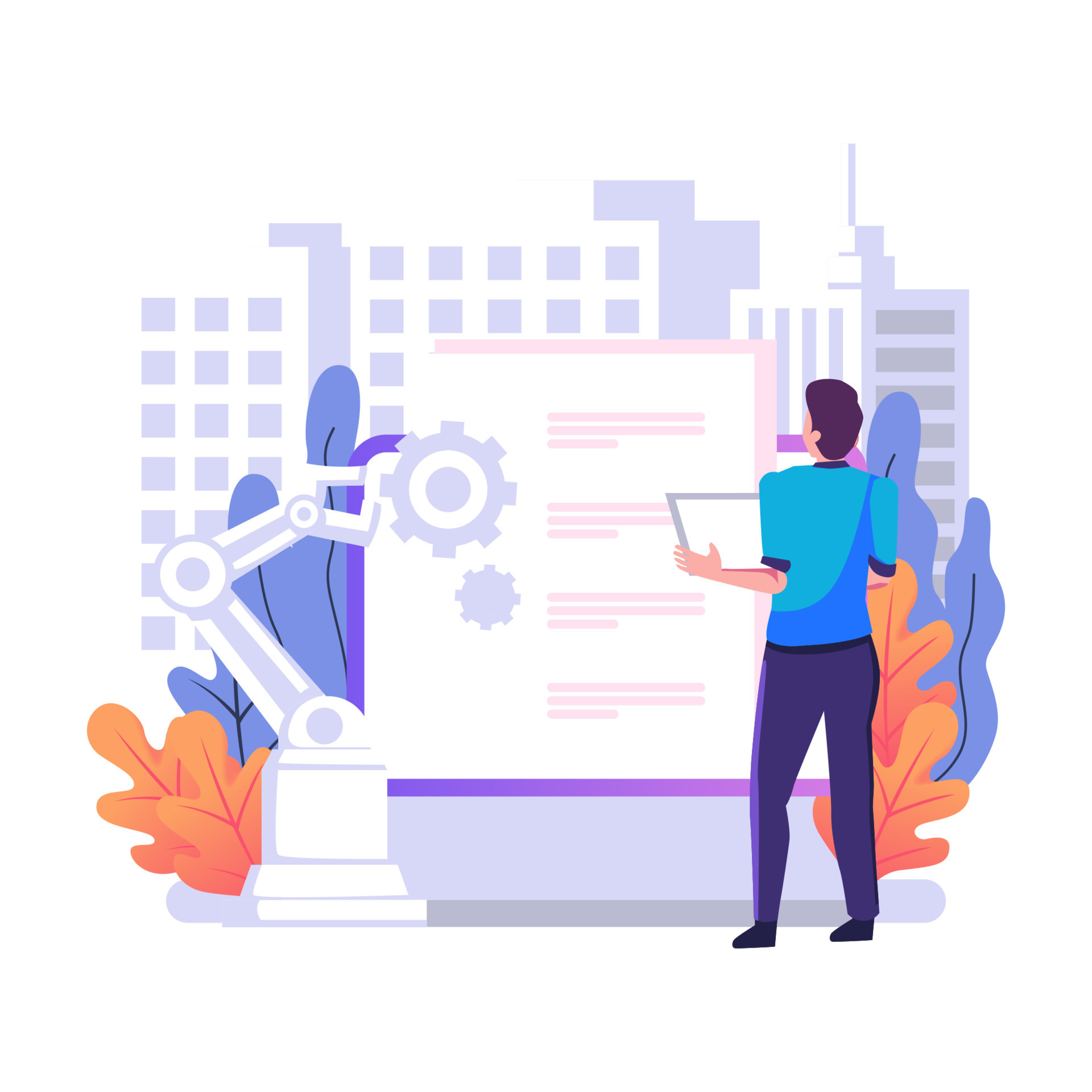 Open Automation Architecture Flat Style Illustration Design 13669993