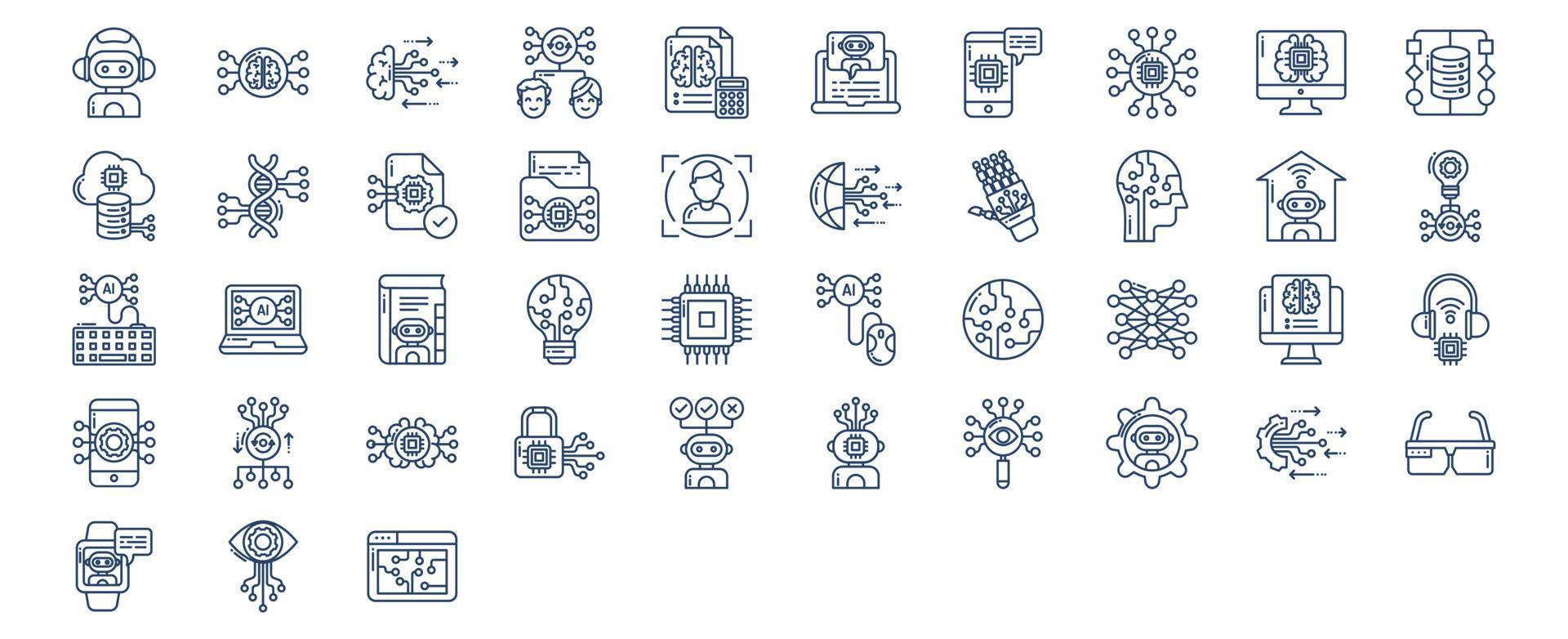 Collection of icons related to Artificial intelligence and machine ...