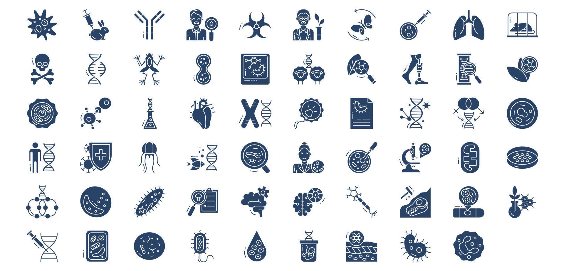 Collection of icons related to Biology and technology, including icons ...