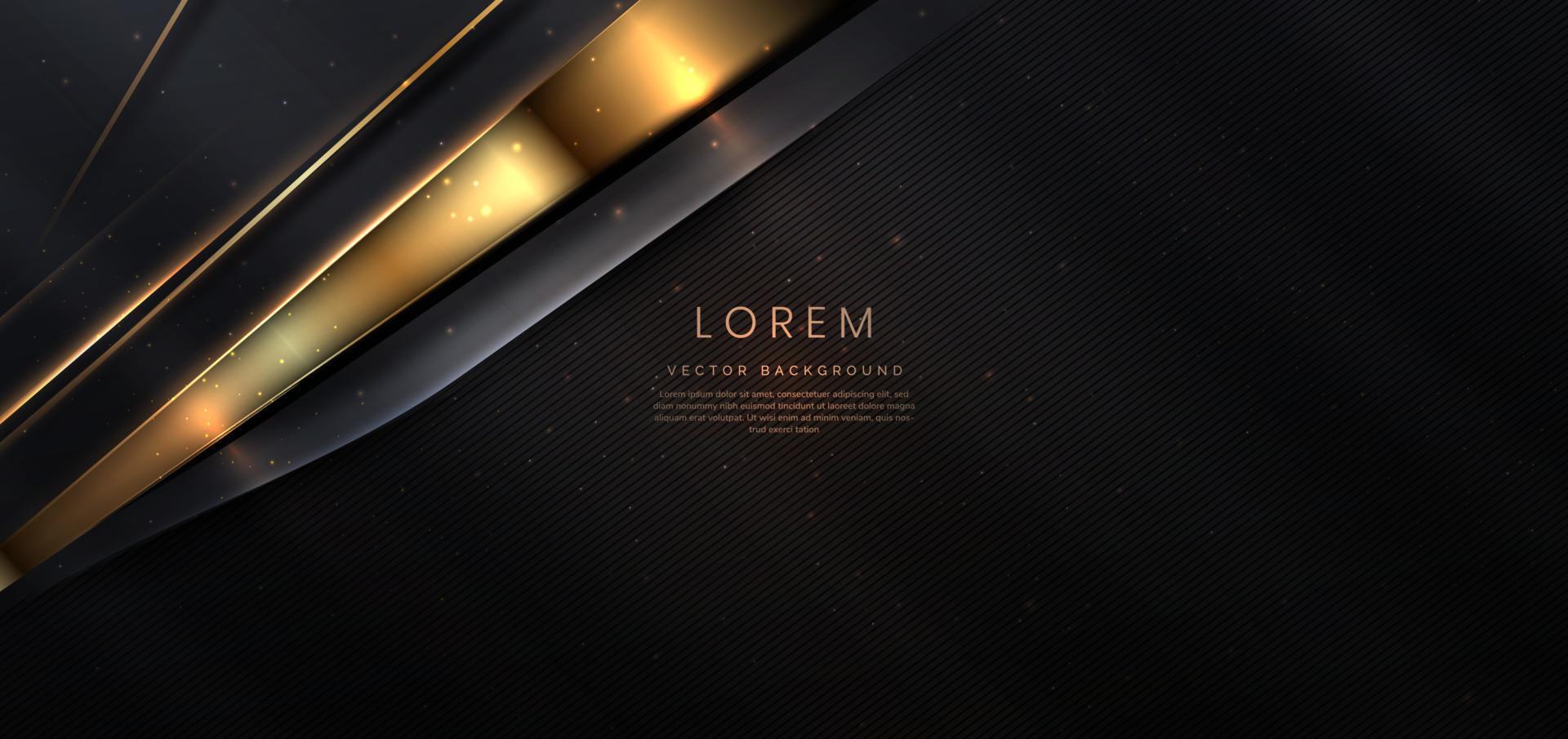Abstract elegant black background with golden line and lighting effect sparkle. Luxury template ...