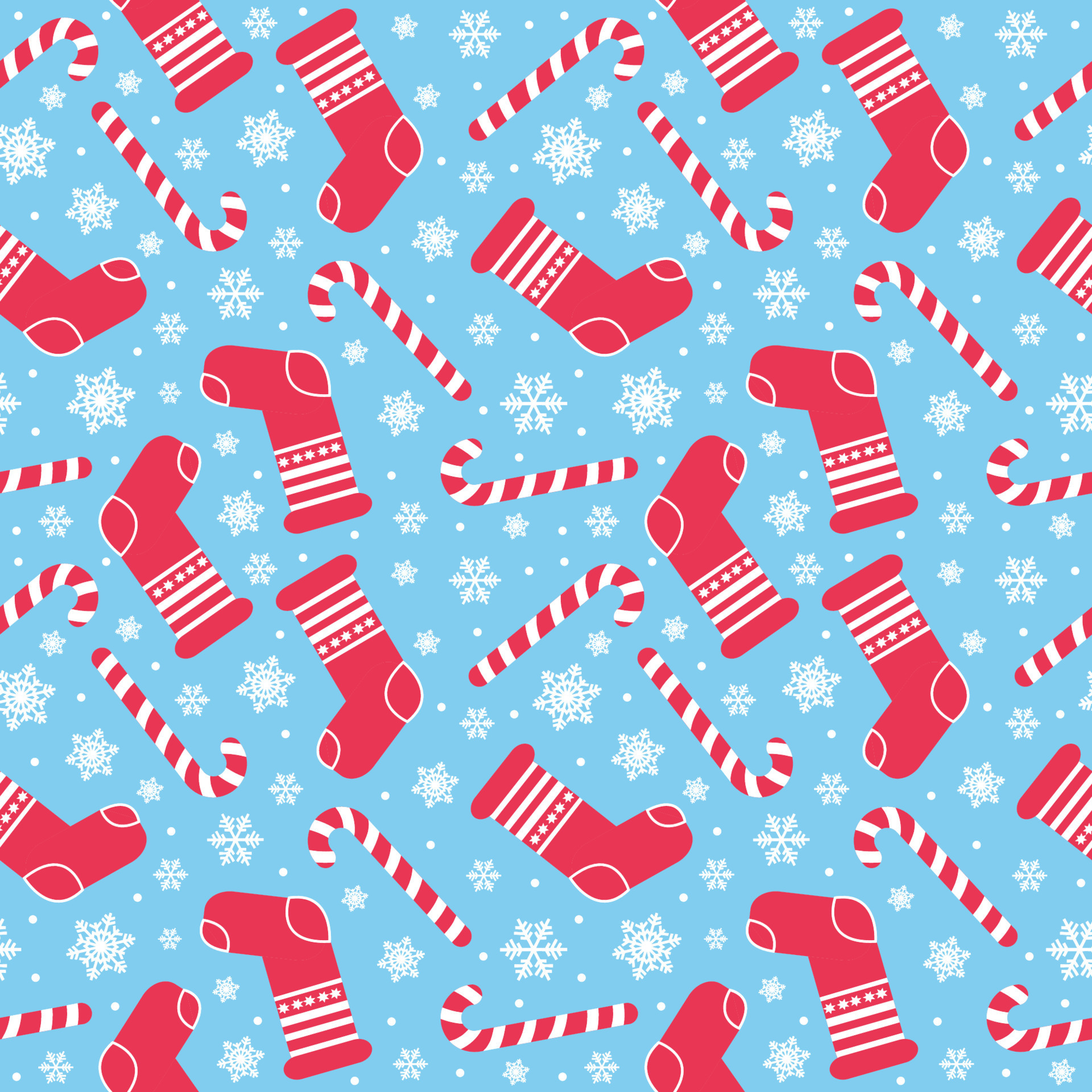 Seamless Pattern With Christmas Candy Cane Caramel And Snowflakes