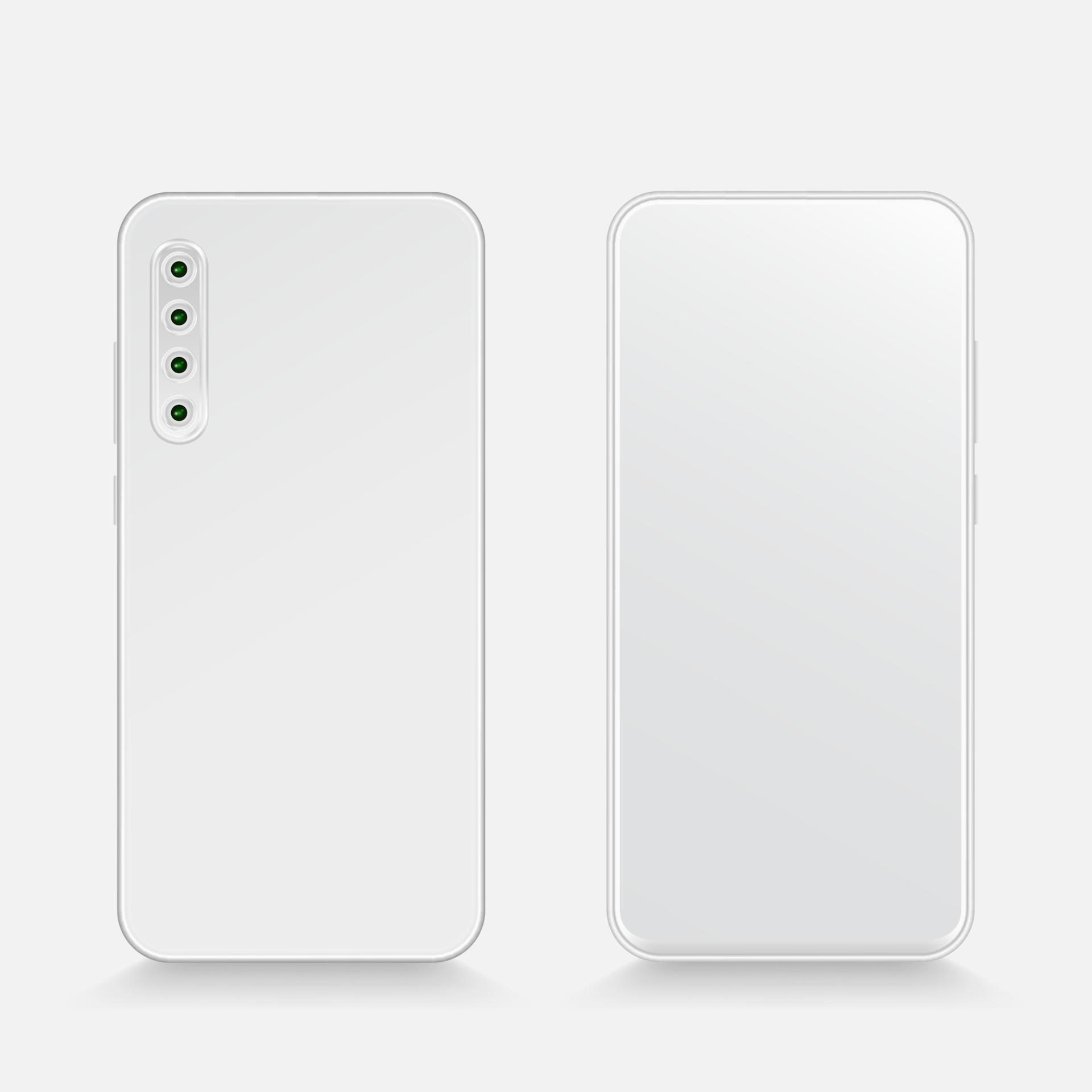 Smartphone with Isolated. Realistic white vector. Flat design vector ...