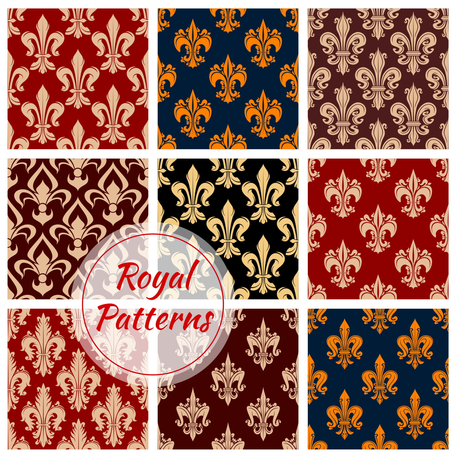 Royal vector seamless patterns set 13689398 Vector Art at Vecteezy