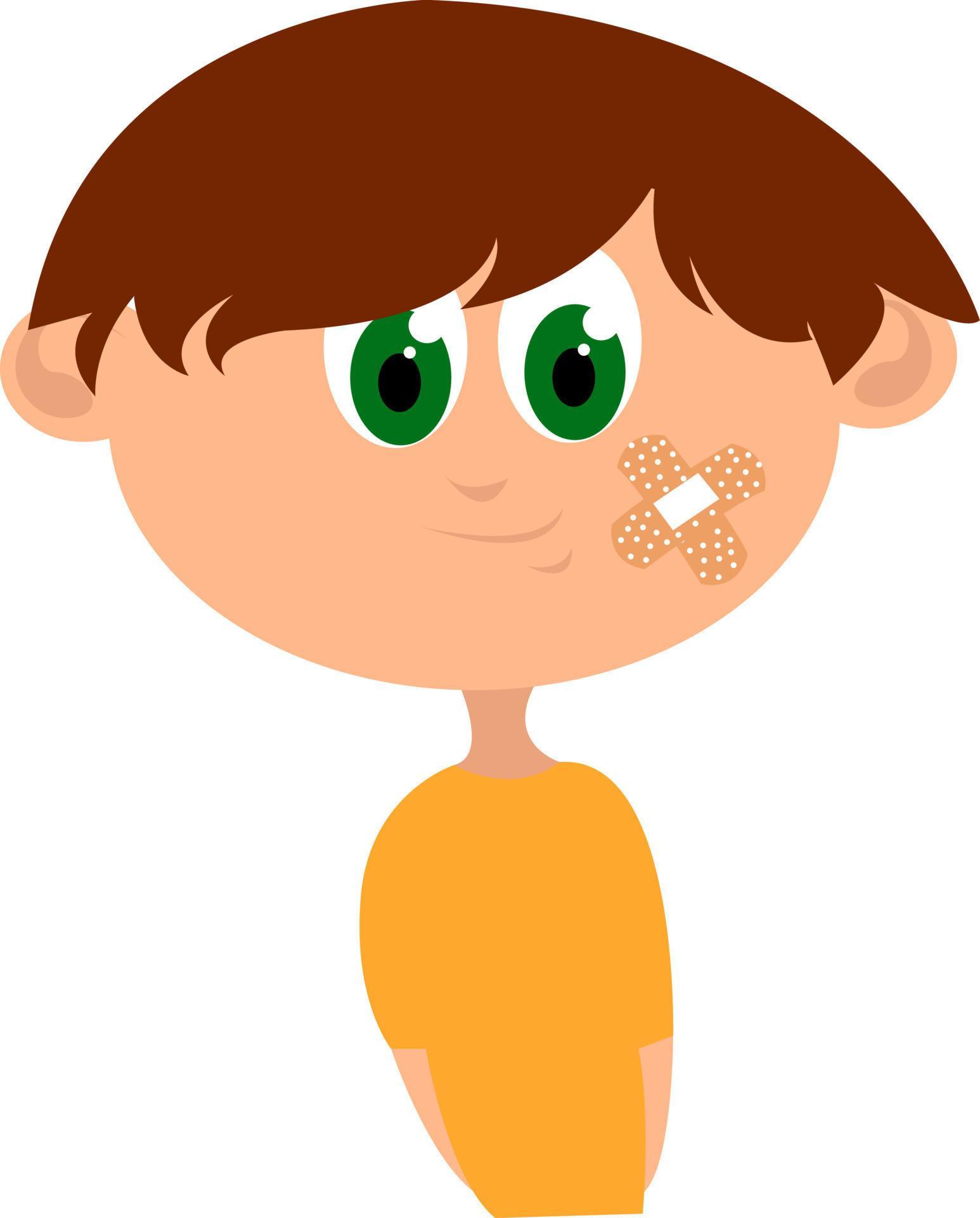 Boy with medical plaster, illustration, vector on white background. 13691053 Vector Art at Vecteezy