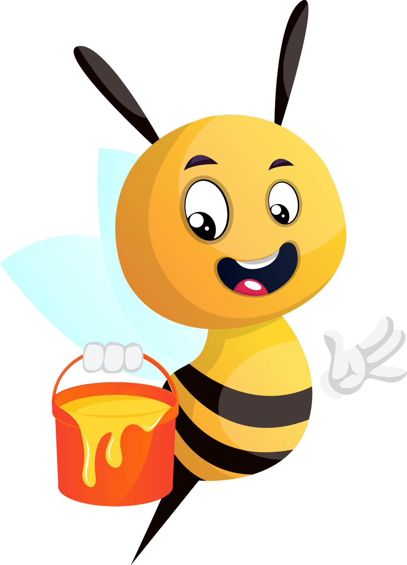 Bee Holding Honey Bucket Illustration Vector On White Background 13691938 Vector Art At Vecteezy