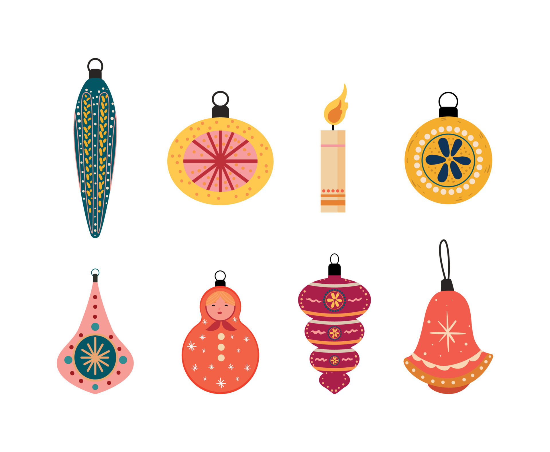 Set of Christmas Toys 13694651 Vector Art at Vecteezy