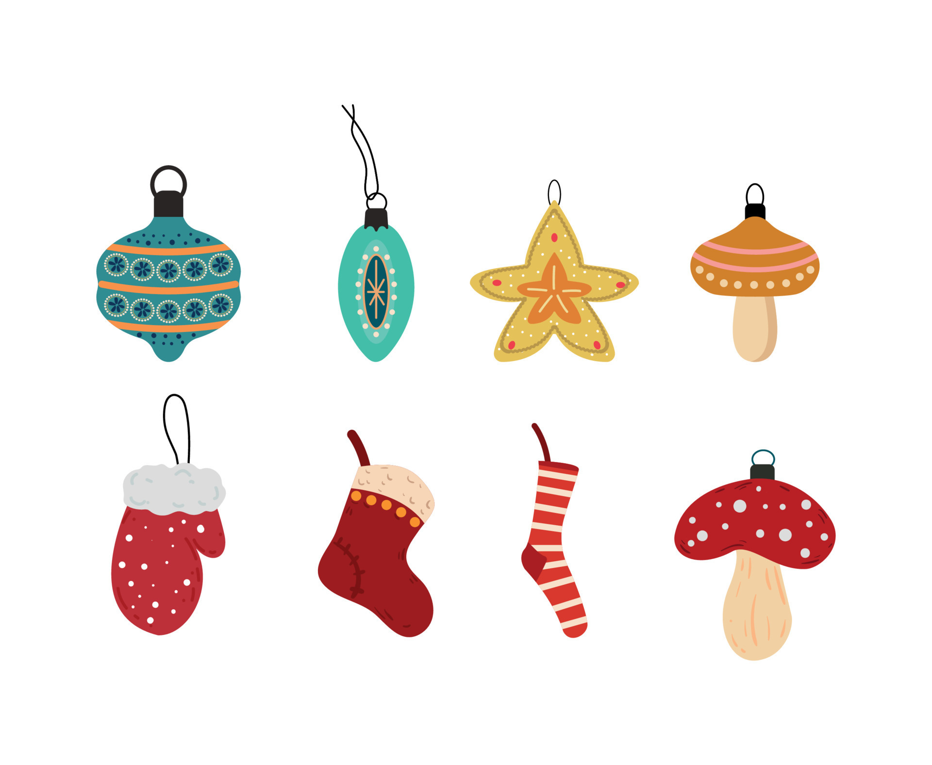 Set of Christmas Toys 13694664 Vector Art at Vecteezy