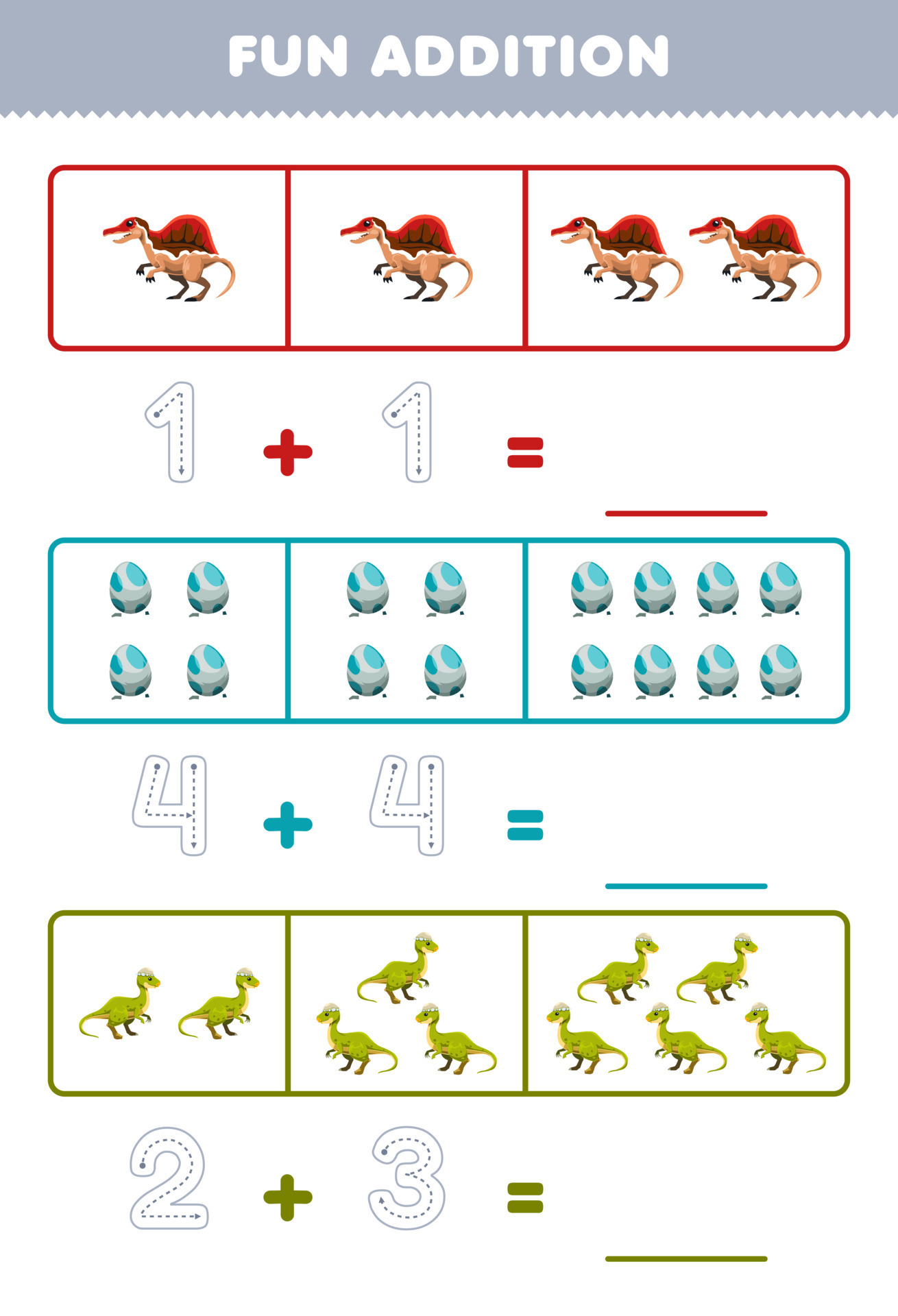 Education game for children fun addition by counting and tracing the ...