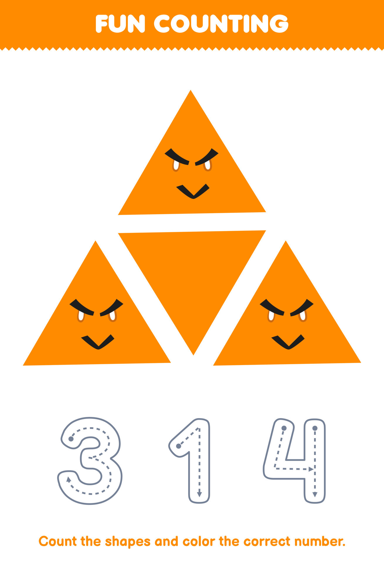 Education game for children count the pictures and color the correct ...