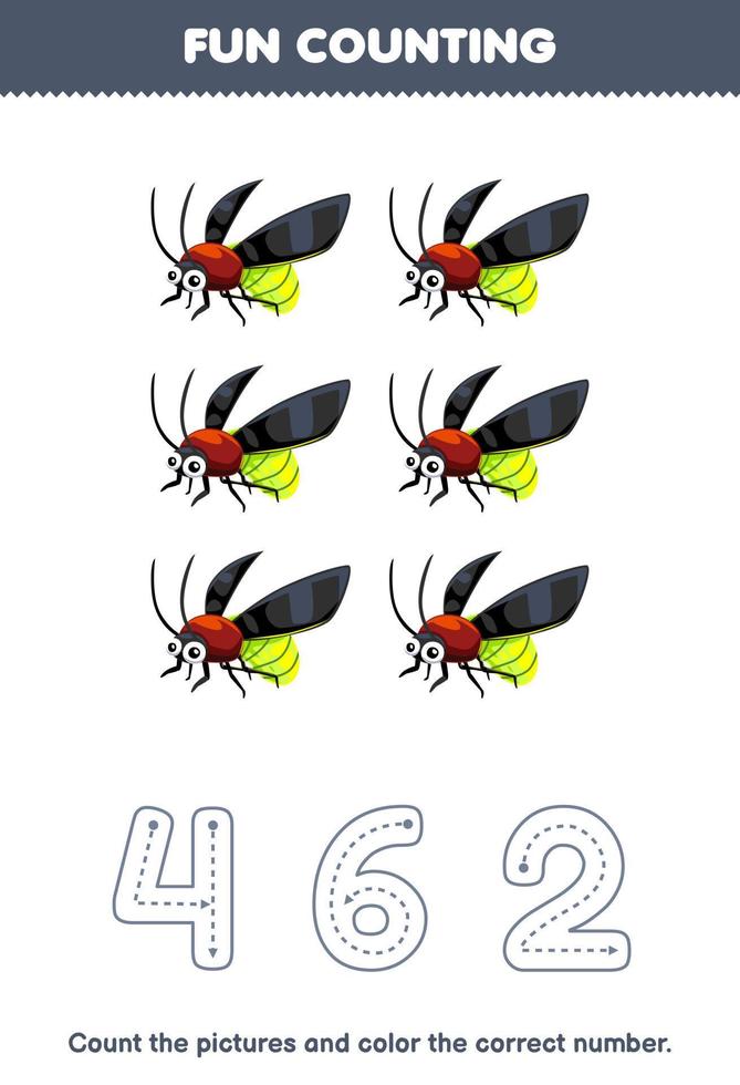 Education game for children count the pictures and color the correct ...