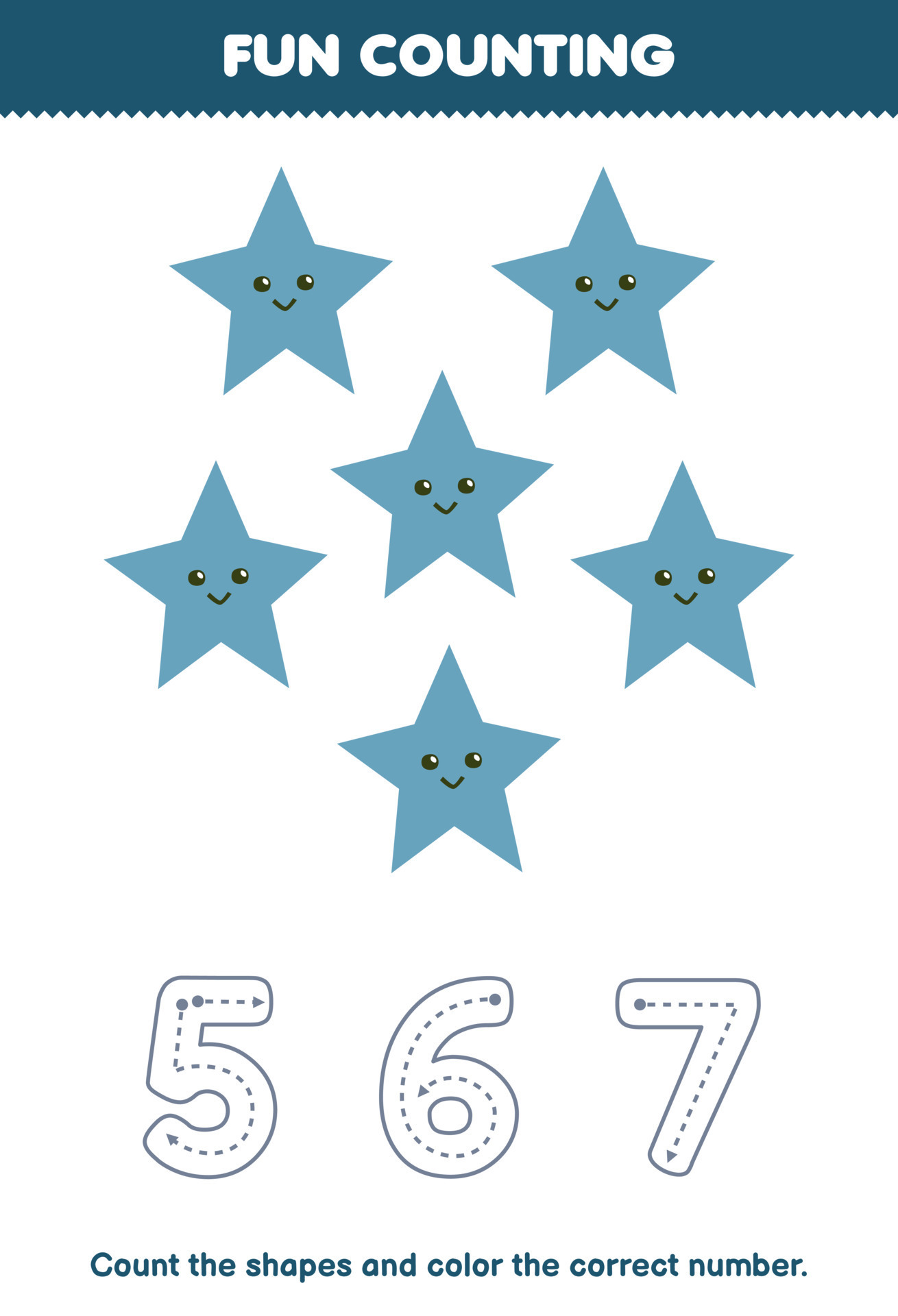 Education game for children count the pictures and color the correct ...